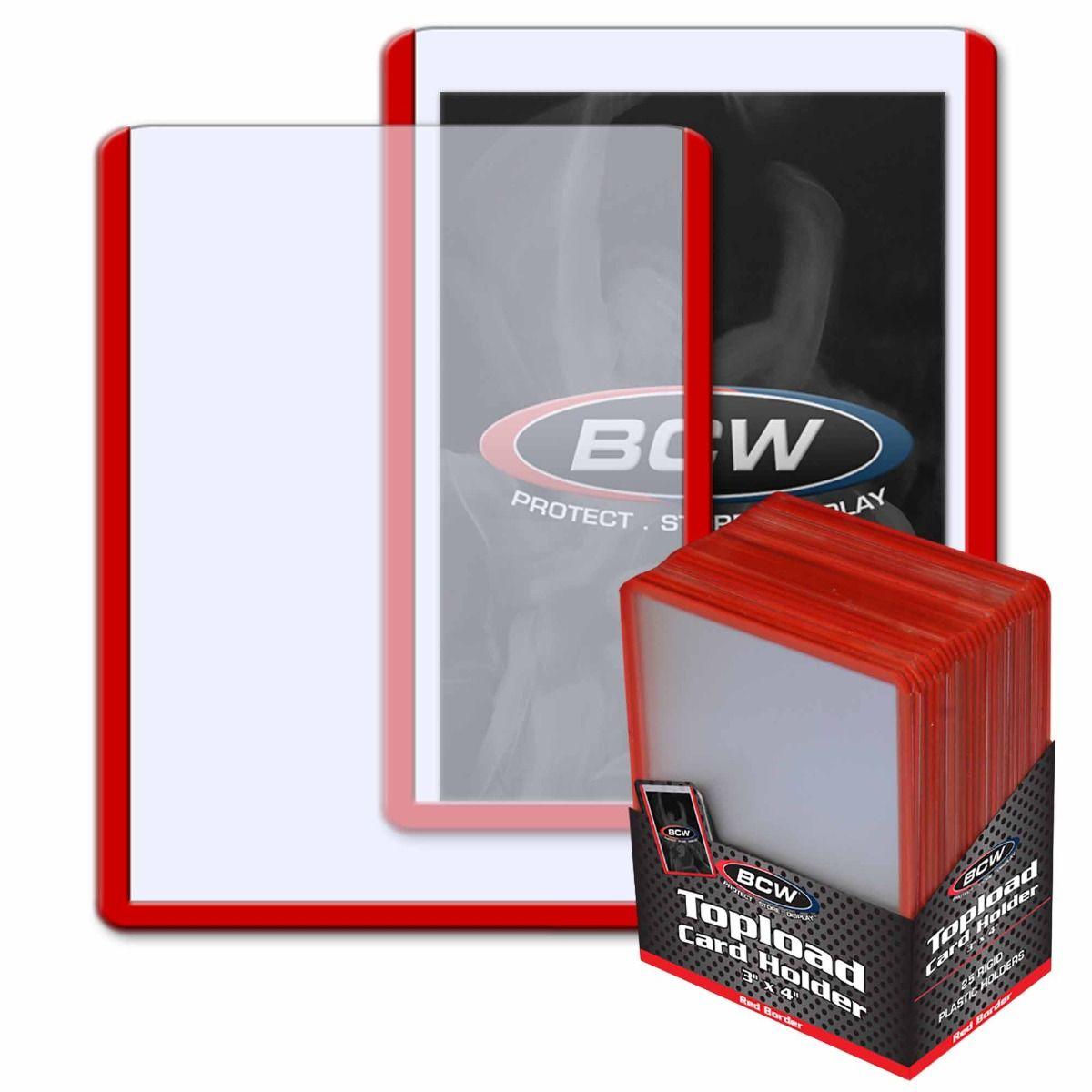 BCW 3x4 Topload Card Holder - Red Border | DA Card World