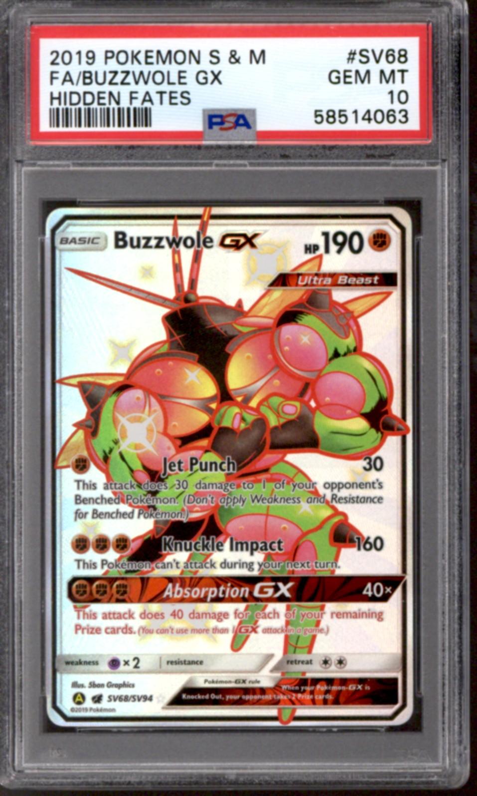 Pokemon Hidden Fates Buzzwole GX SV68/SV94 PSA 10 GEM MINT | DA Card World