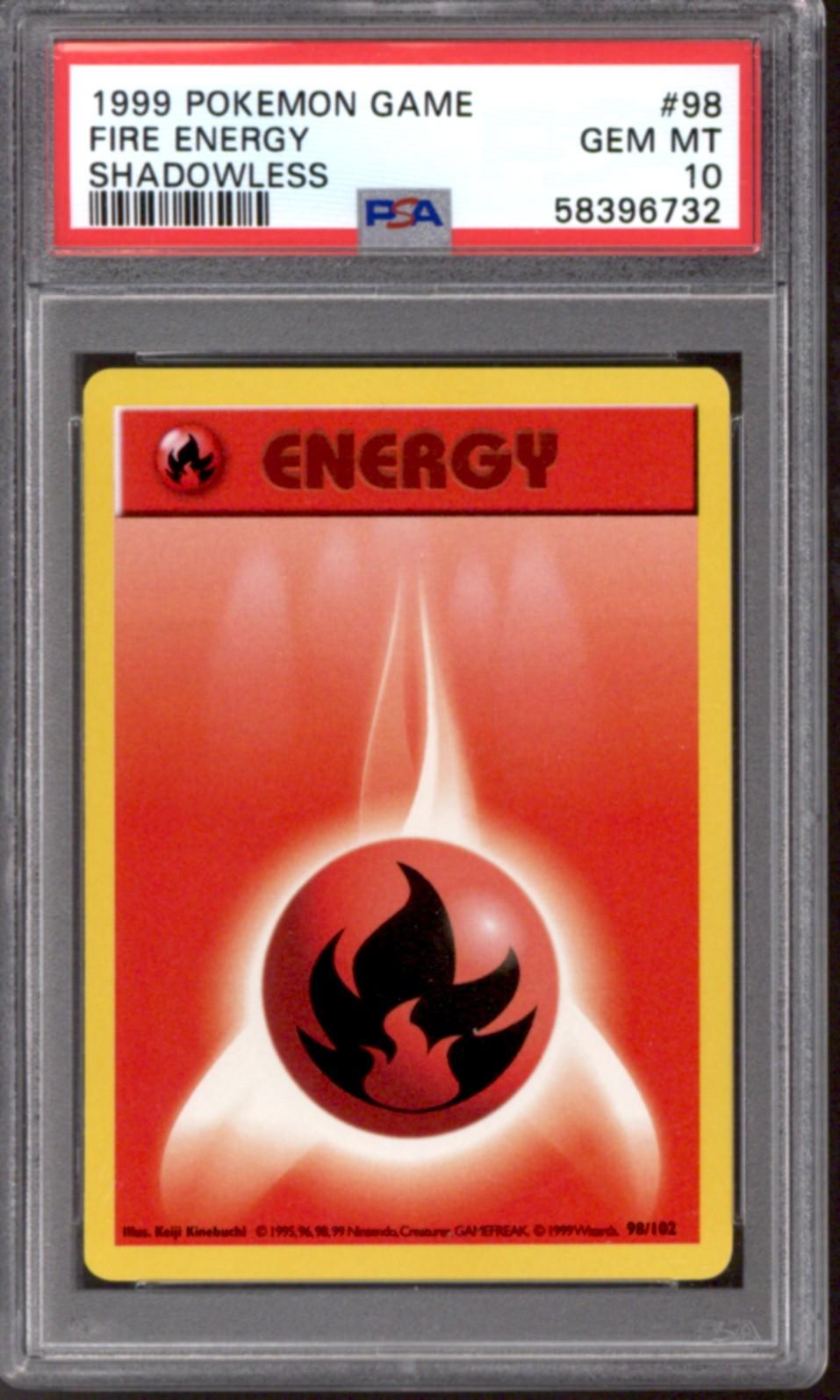 Pokemon Base Set Shadowless Fire Energy 98/102 PSA 10 GEM MINT | DA ...