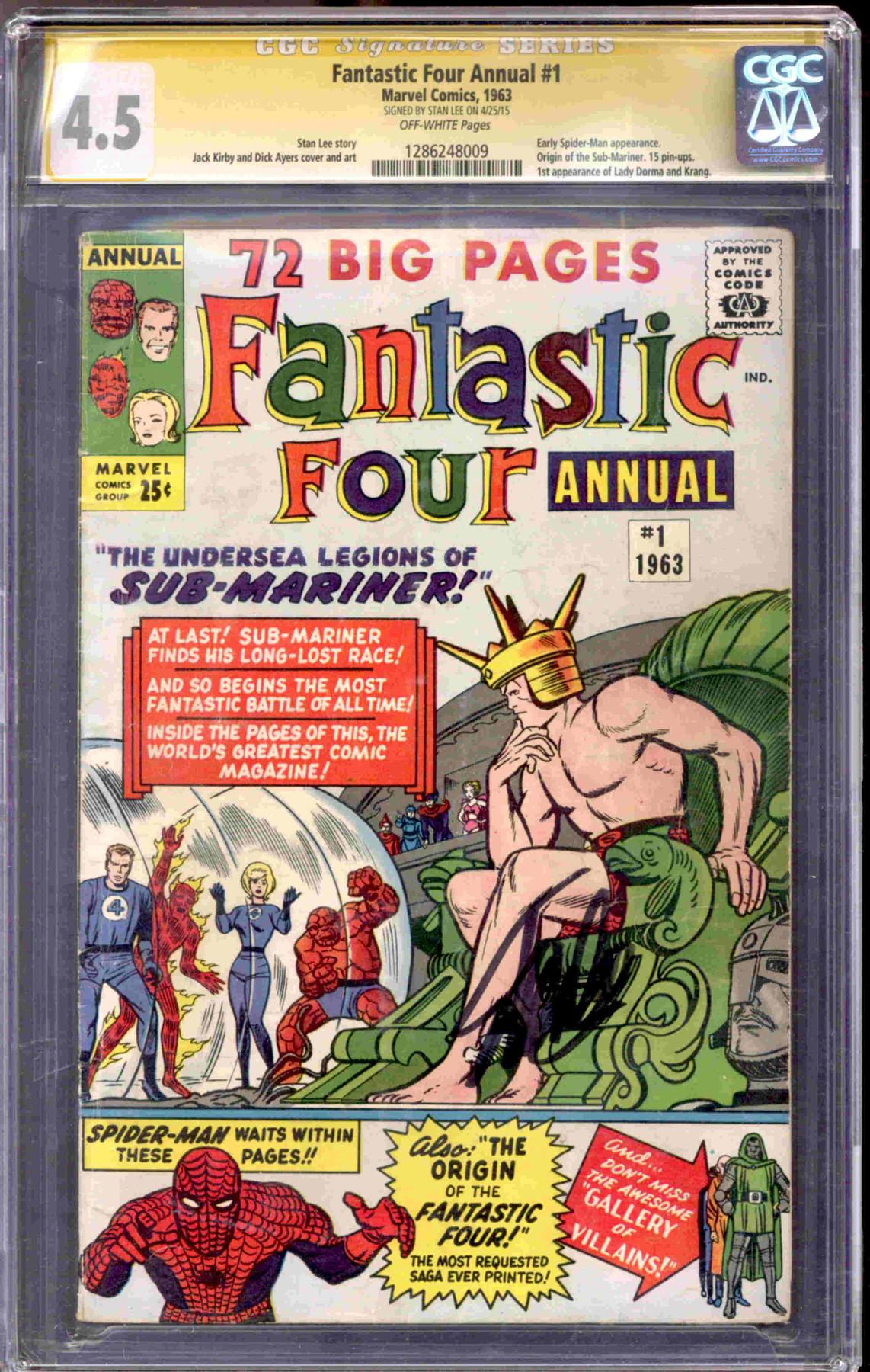 Fantastic Four Annual #1 Stan Lee Signature Series CGC 4.5 (OW ...