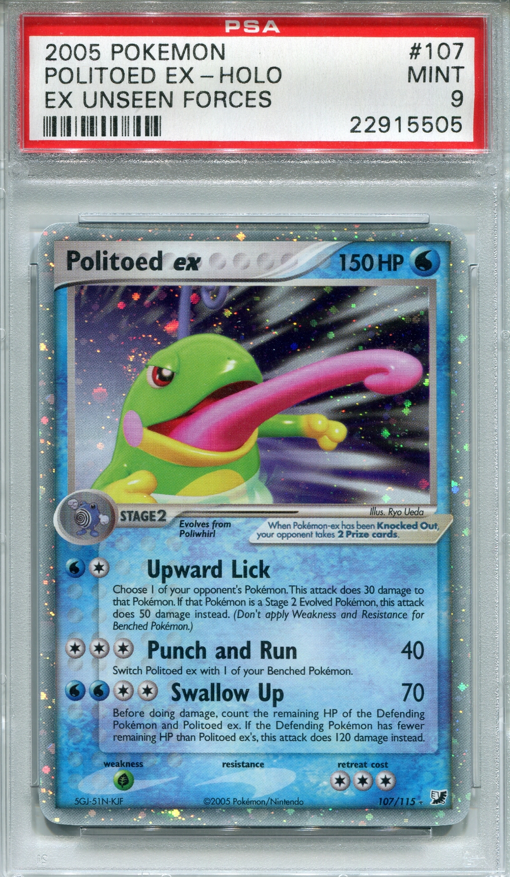 Pokemon Ex Unseen Forces Single Politoed EX 107/115 - PSA 9 - *22915505 ...