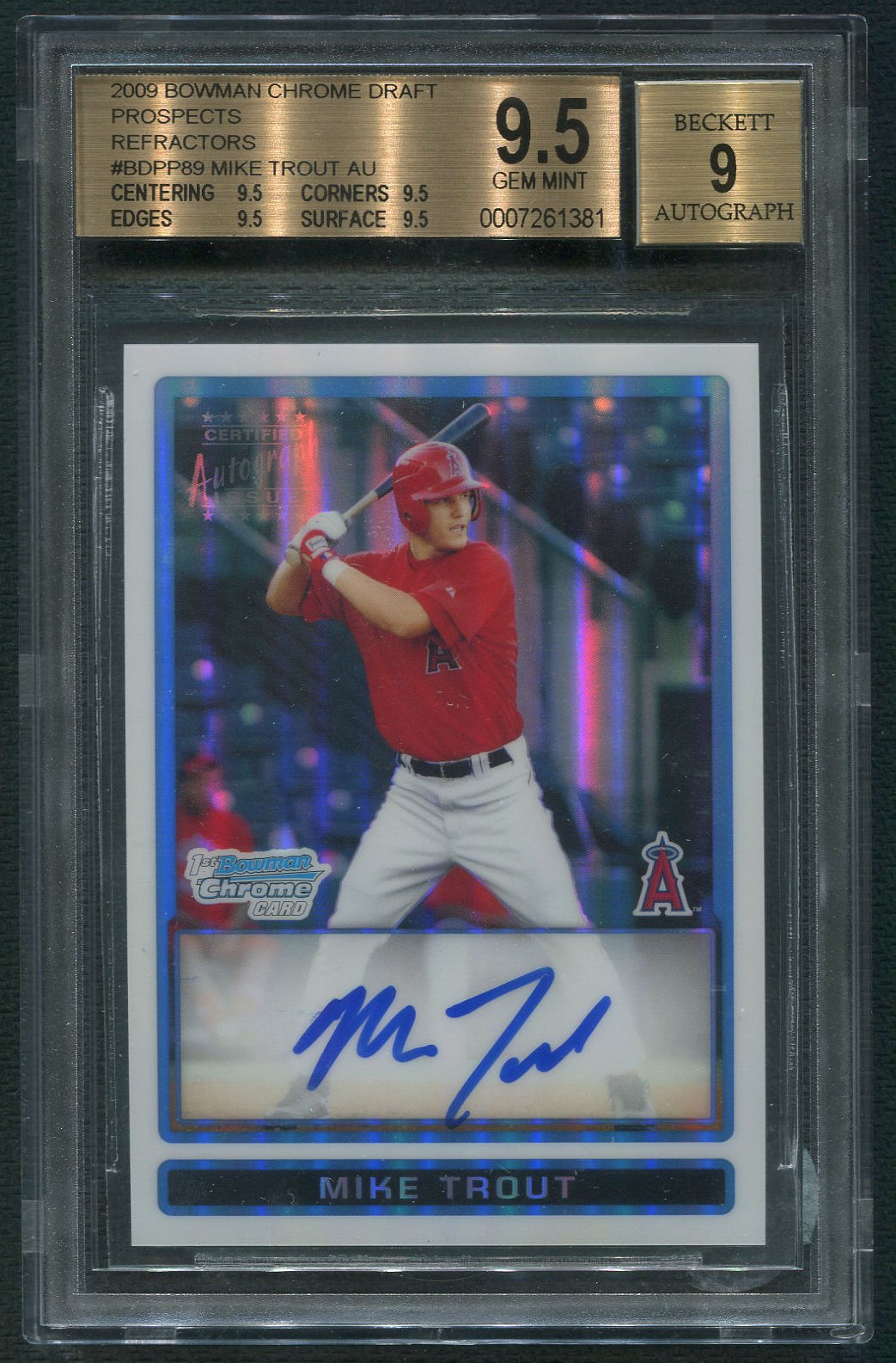 2009 Bowman Chrome Draft #BDPP89 Mike Trout Prospects Rookie Refractor ...