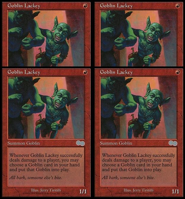 Magic the Gathering Urza's Saga PLAYSET 4x Goblin Lackey x4 NEAR MINT ...