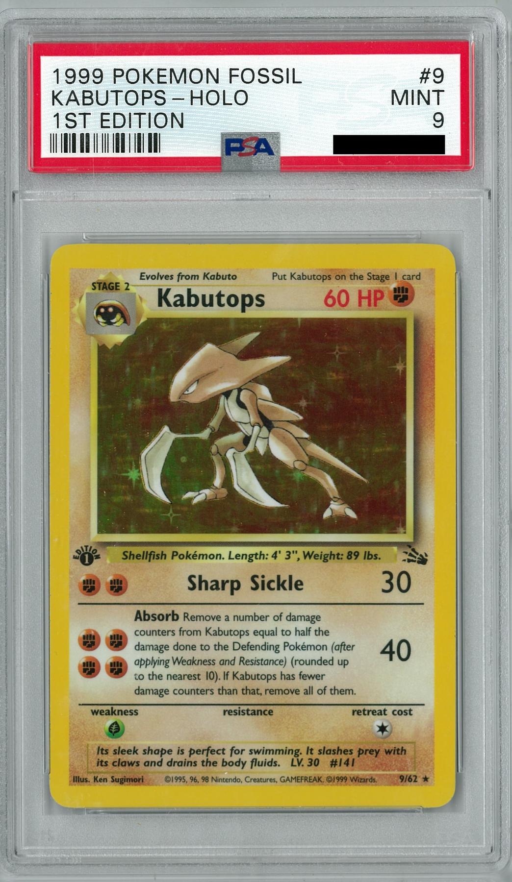 Pokemon Fossil 1st Edition Kabutops 9/62 PSA 9 | DA Card World