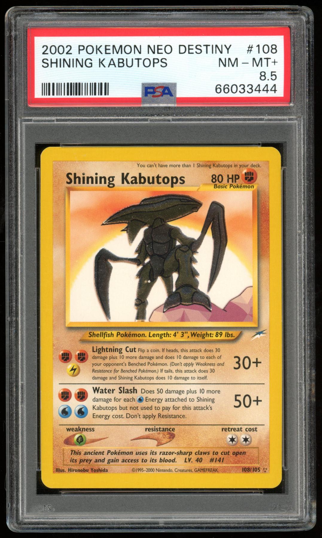 Pokemon Neo Destiny Unlimited Shining Kabutops Holo PSA 8.5 *66033444 ...