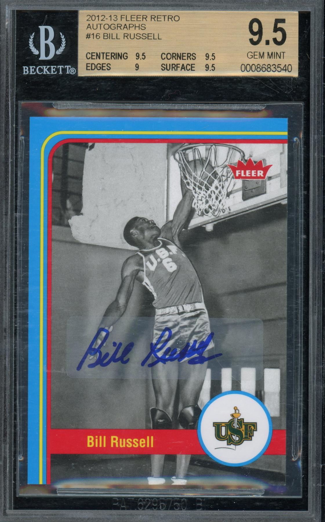 2012/13 Fleer Retro Bill Russell Auto Card #16 BGS 9.5 | DA Card World