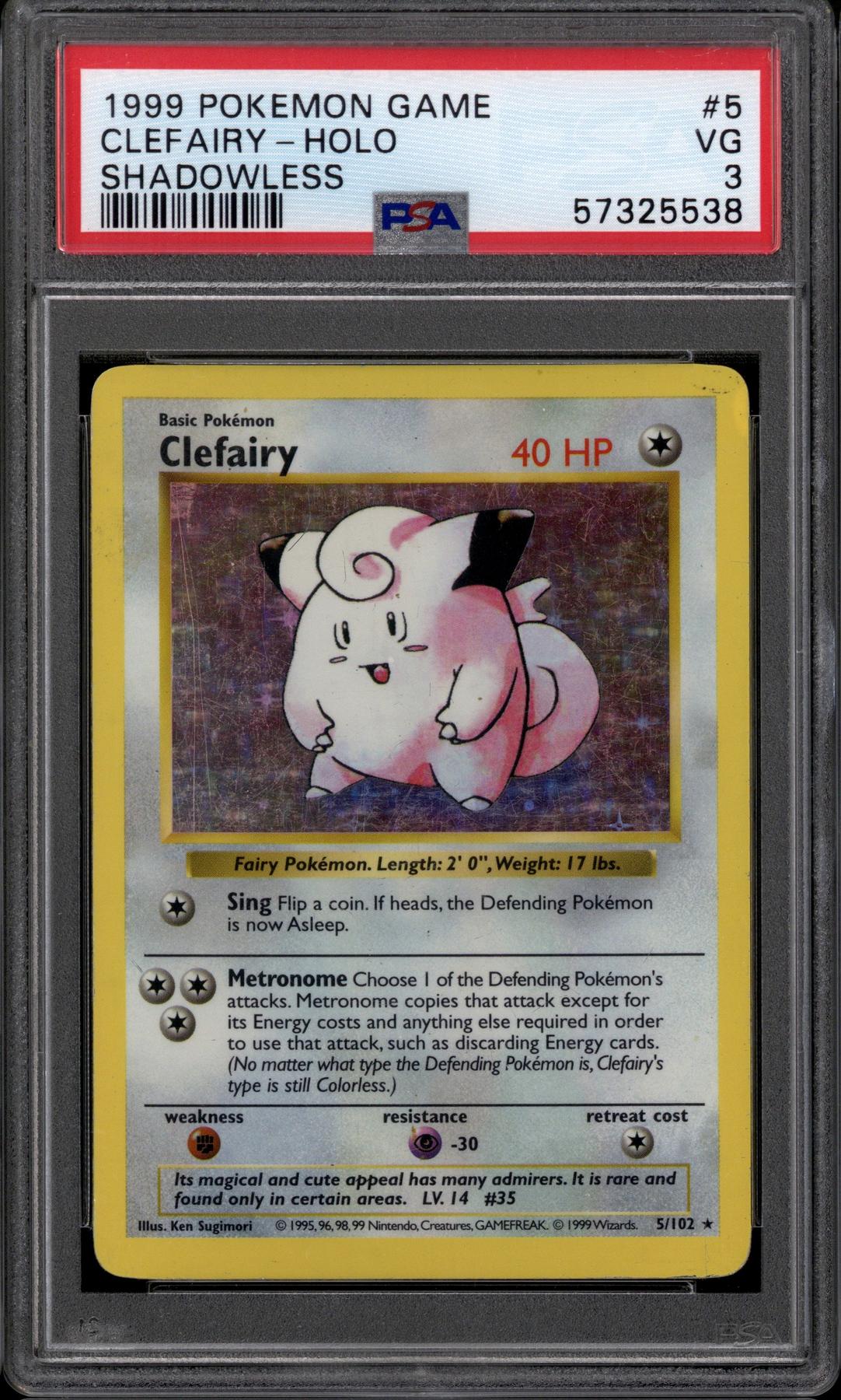Pokemon Base Set Shadowless Clefairy 5/102 PSA 3 | DA Card World