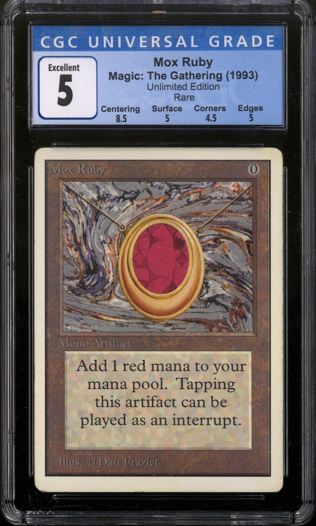 Magic the Gathering Unlimited Mox Ruby CGC 5 MODERATELLY PLAYED (MP ...