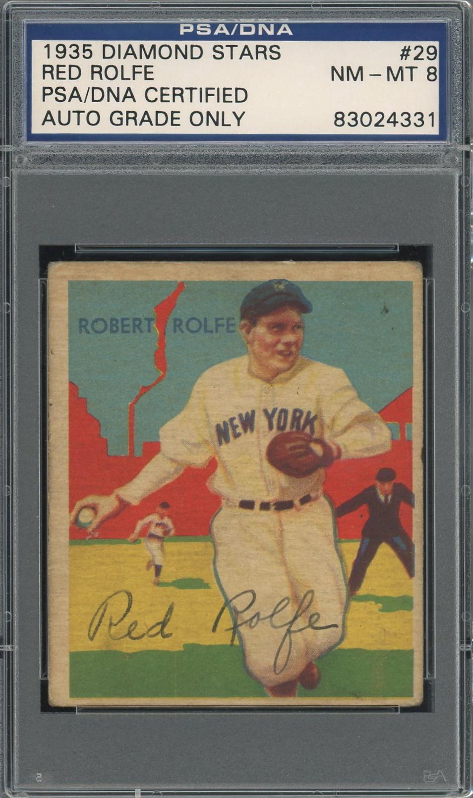1935 Diamond Stars #29 Red Rolfe PSA/DNA Auto 8 *4331 (Reed Buy) | DA ...