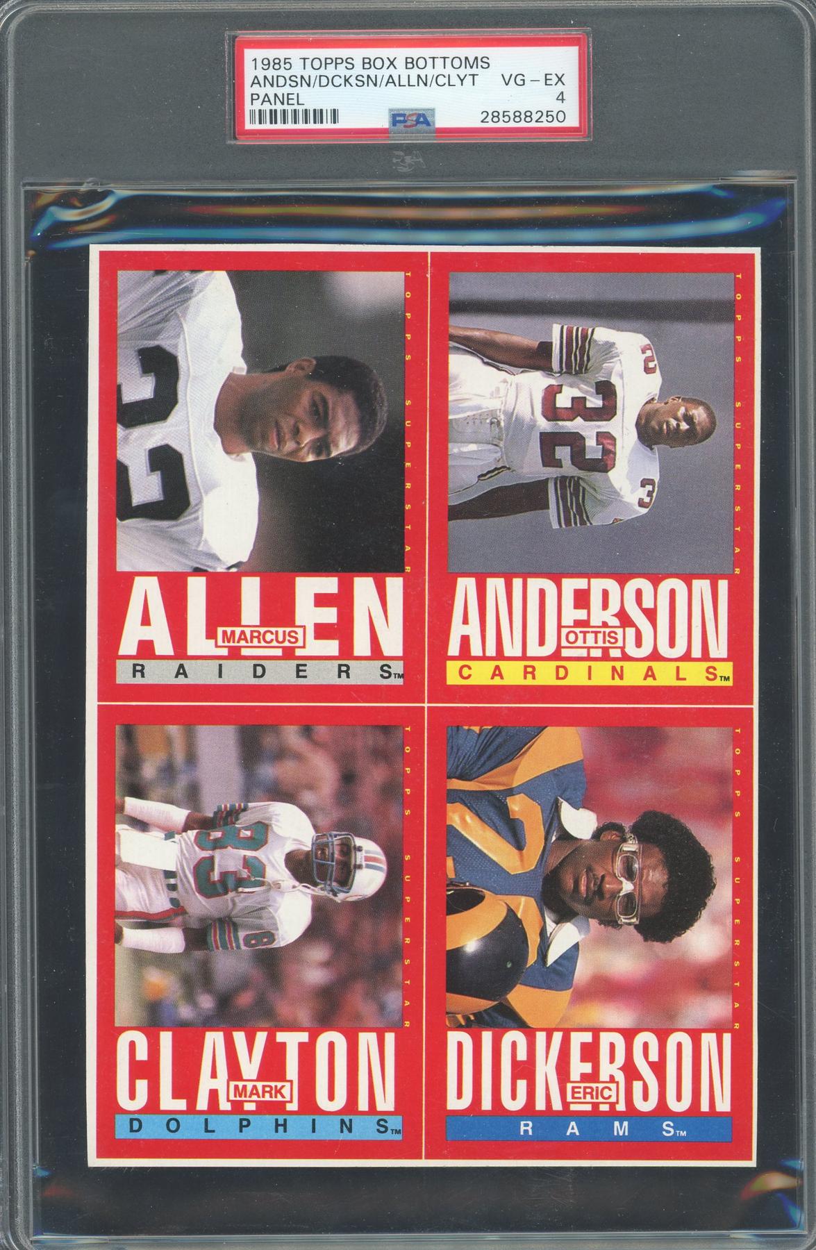 1985 Topps Box Bottoms Panel Anderson/Dickerson/Allen/Clayton PSA 4 * ...