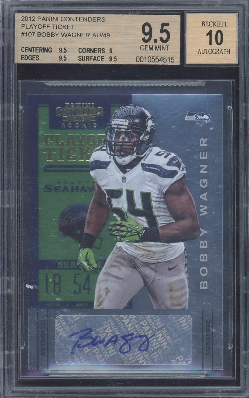 2012 Panini Contenders Playoff Ticket #107 Bobby Wagner Auto #/49 BGS 9 ...