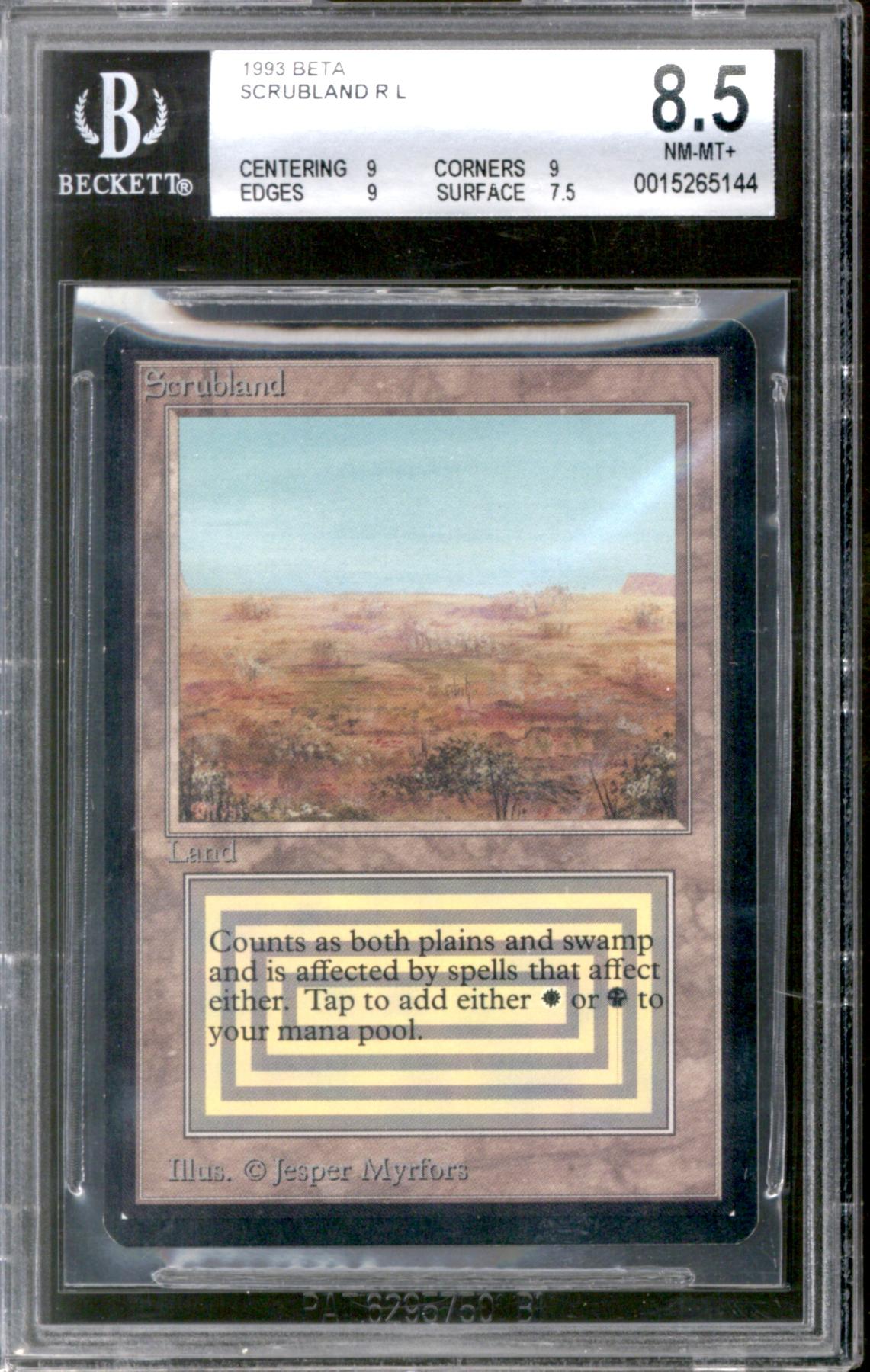 Magic the Gathering Beta Scrubland BGS 8.5 (9, 9, 9, 7.5) Scuff on back ...