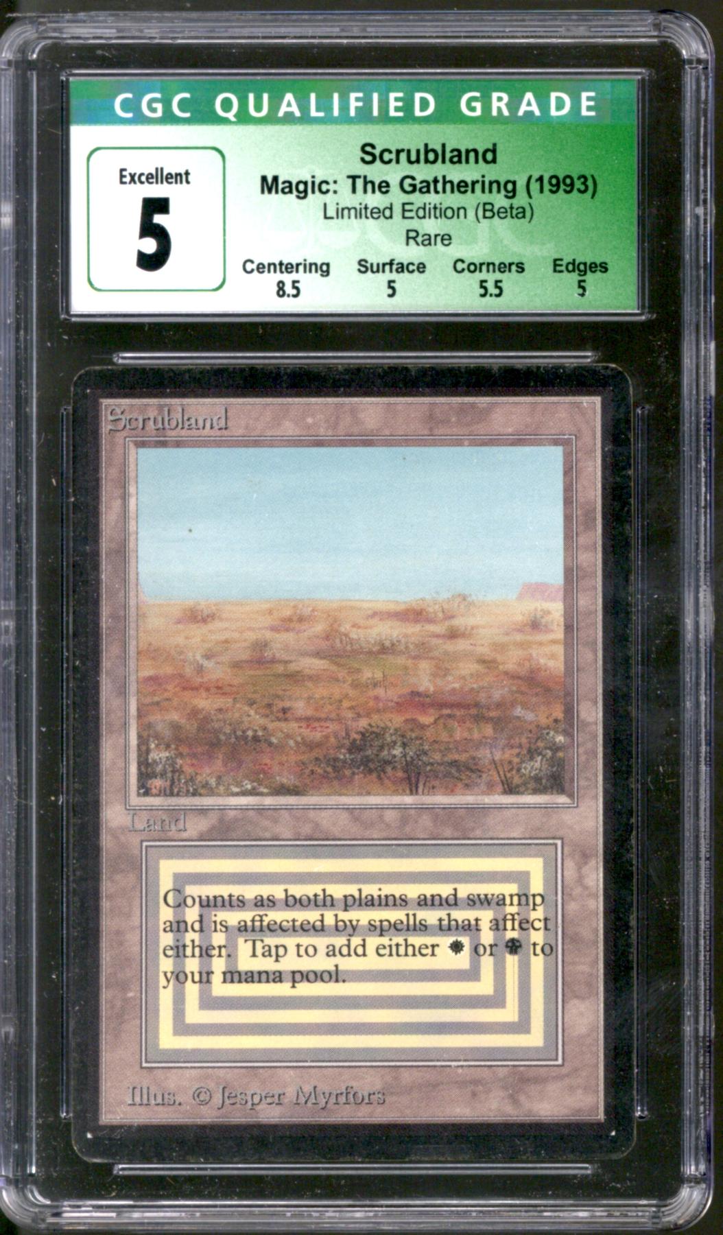 Magic the Gathering Beta Scrubland CGC 5 INKED MODERATELY PLAYED MP Ink ...