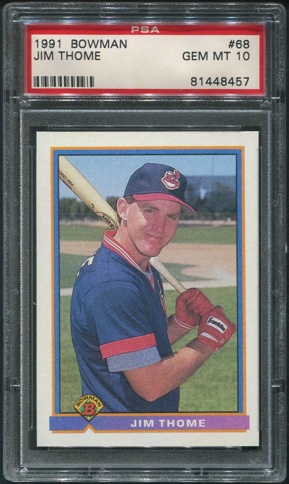 1991 Bowman Baseball #68 Jim Thome Rookie PSA 10 (GEM MT) | DA Card World