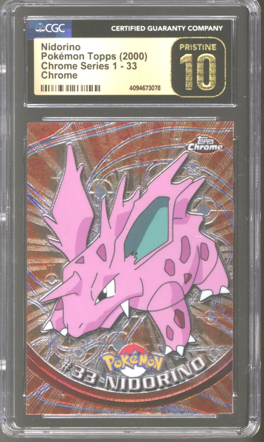 Pokemon Topps TV Chrome Nidorino #33 CGC 10 PRISTINE BLACK LABEL POP 6 | DA Card World