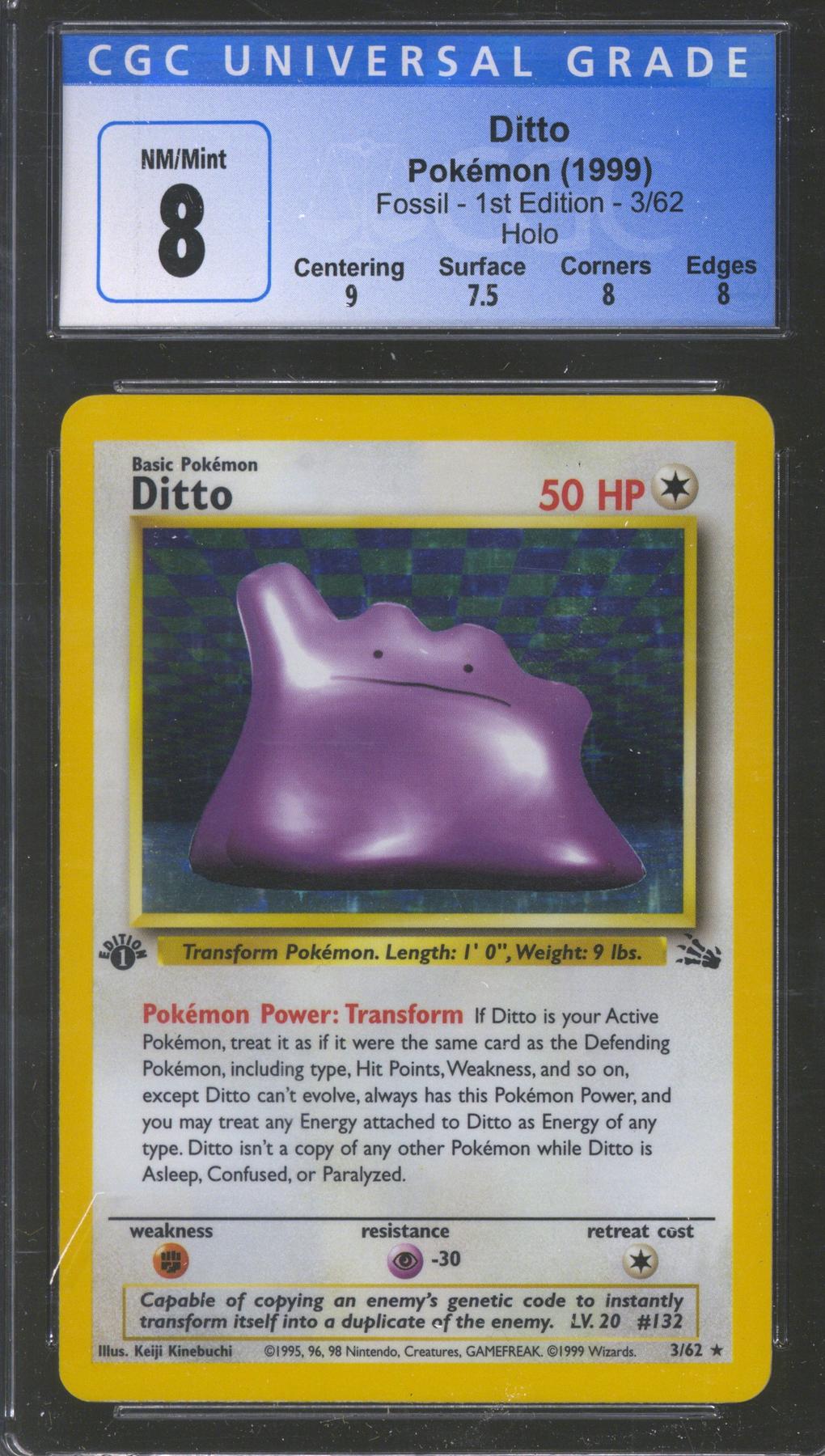 Pokemon Fossil 1st Edition Ditto 3/62 CGC 8 | DA Card World