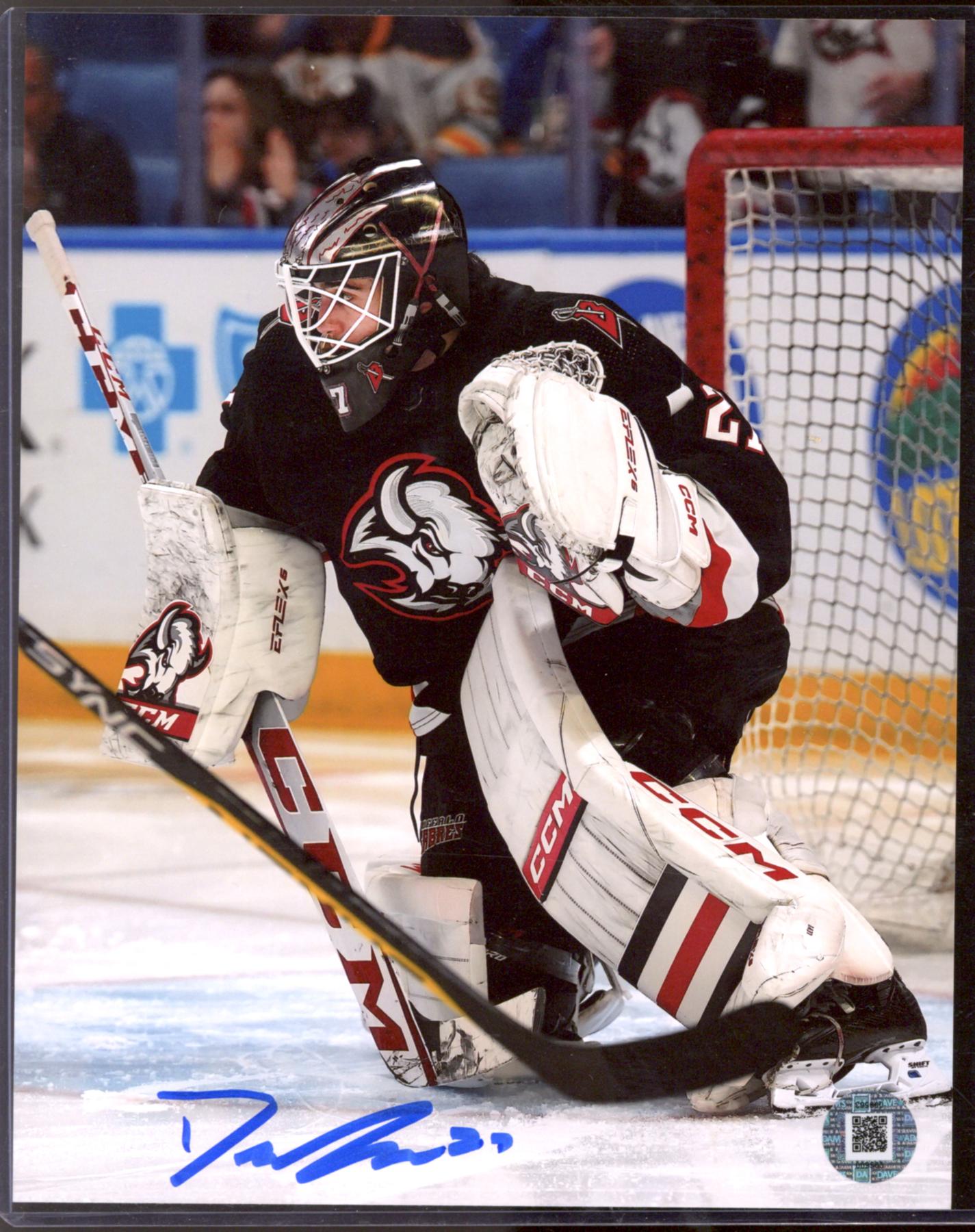 Devon Levi Autographed Buffalo Sabres 8x10 Black Jersey Hockey Photo ...