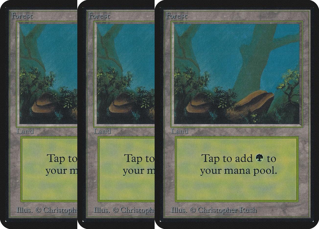 Magic the Gathering Alpha 3x LOT Forest (Ver 1) HEAVILY PLAYED (HP ...