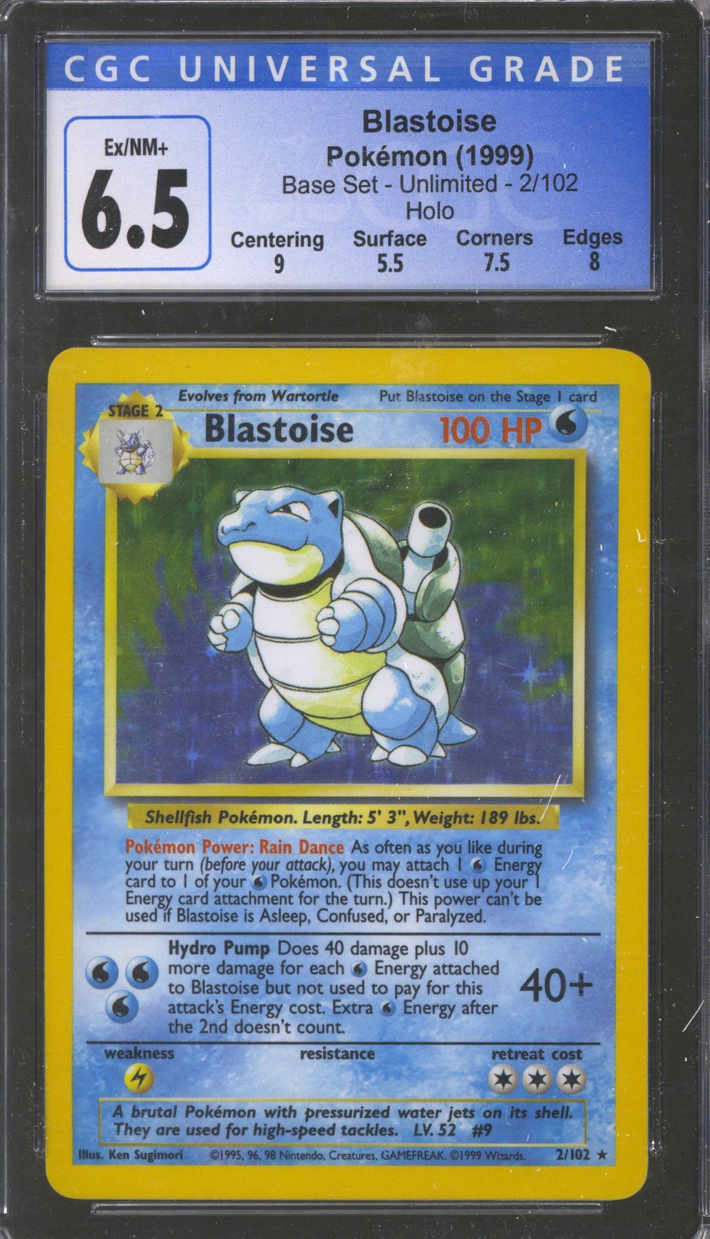 Pokémon blastoise base set 2/102 CGC grade 7.5 NM - munimoro.gob.pe