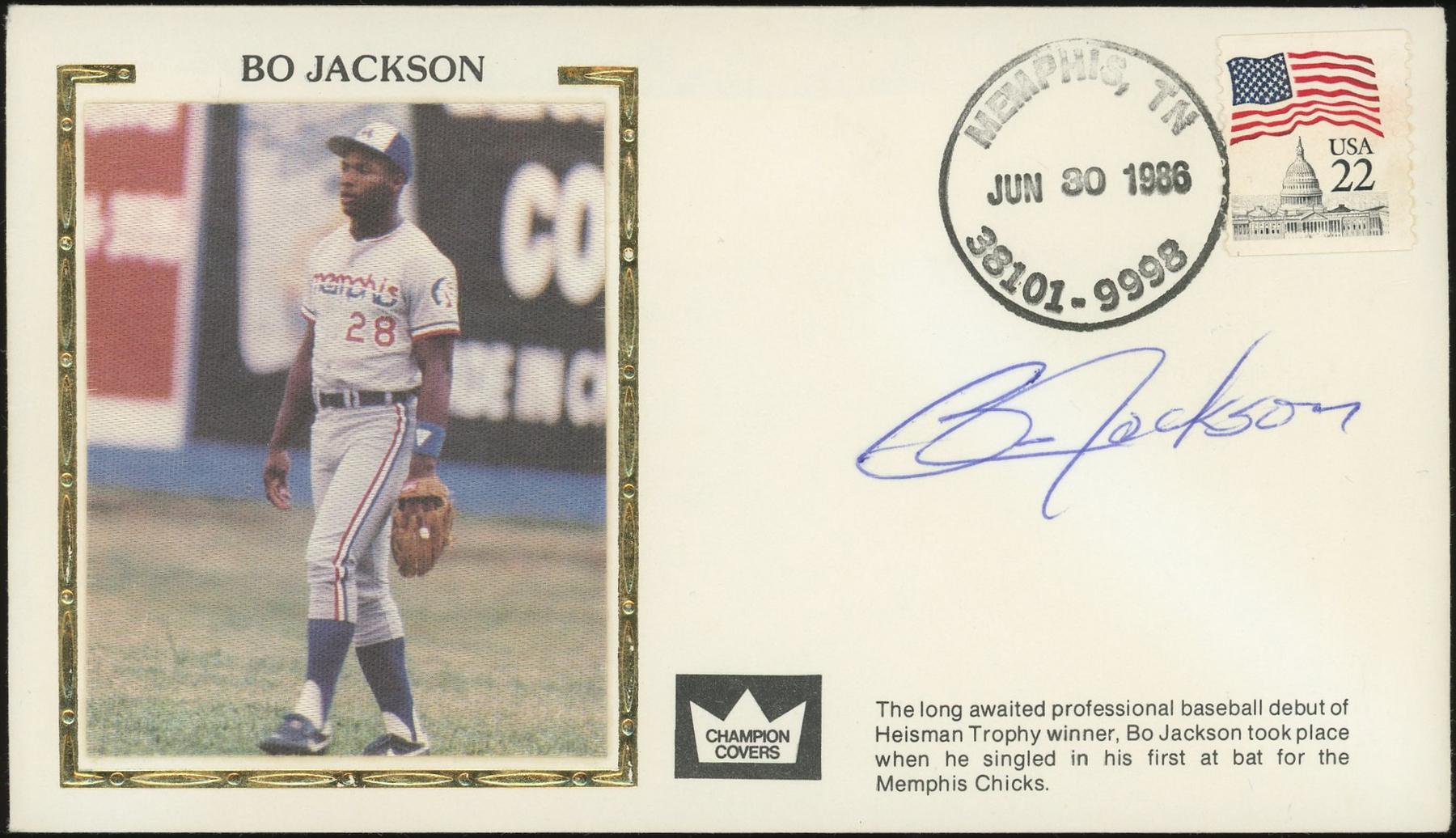 Bo Jackson Autographed Champion Covers Cachet JSA AR95018 (Reed Buy ...