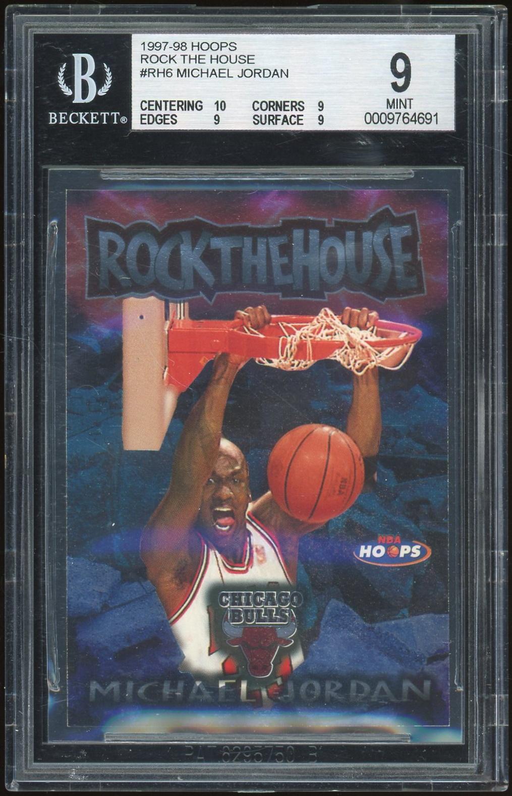 1997 98 Hoops Rock The House Rh6 Michael Jordan Bgs 9 10 9 9 9 4691