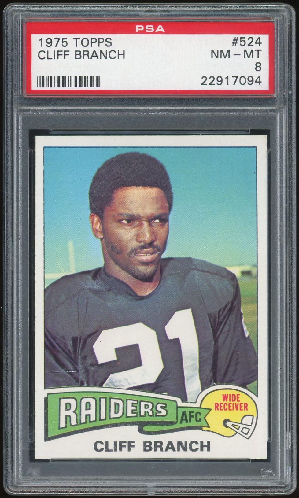 1975 Topps #524 Cliff Branch RC PSA 8 *7094 (Reed Buy) | DA Card World