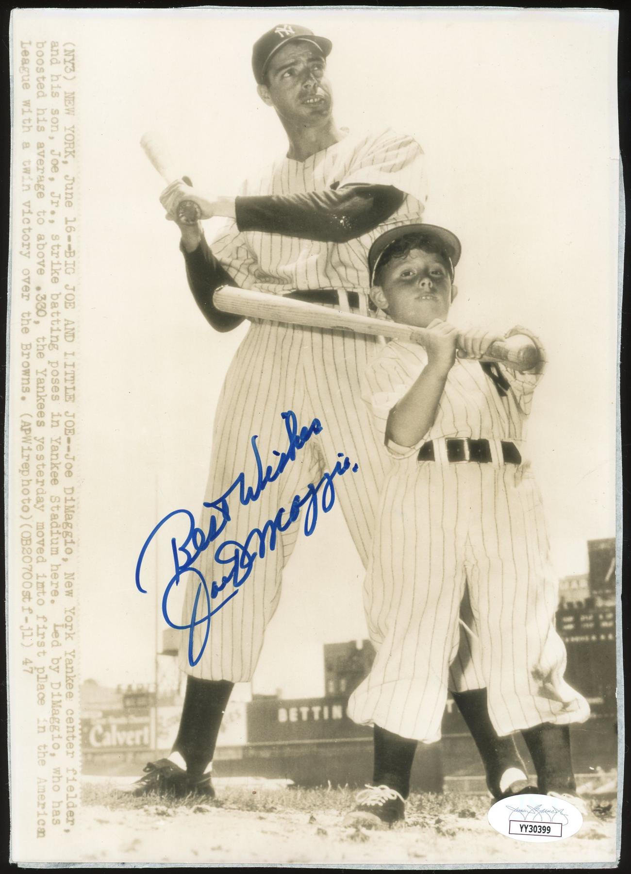 Joe DiMaggio Autographed Big Joe and Little Joe 9.5x6 Photo JSA YY30399 ...