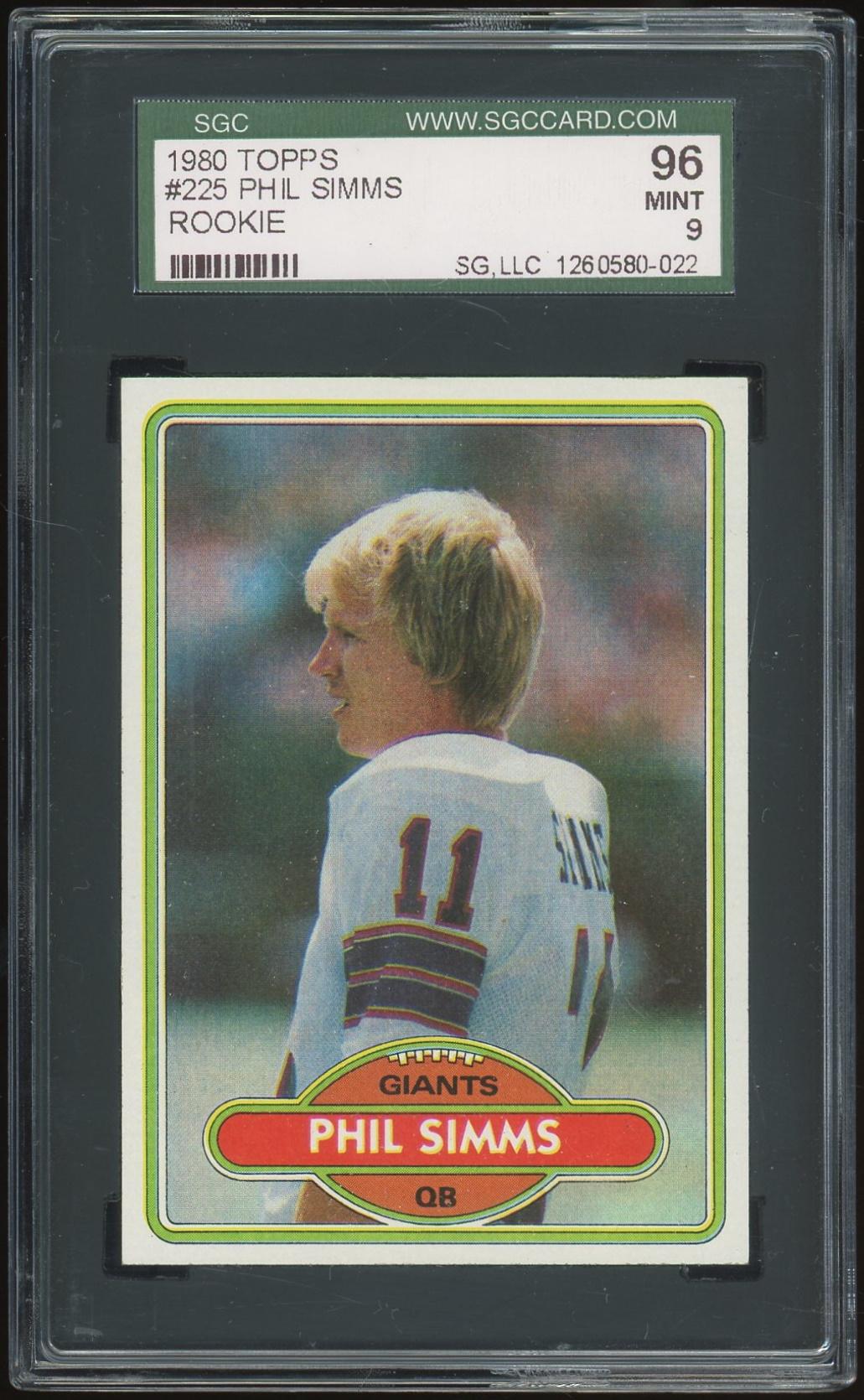 1980 Topps #225 Phil Simms RC SGC 96 *0022 (Reed Buy) | DA Card World