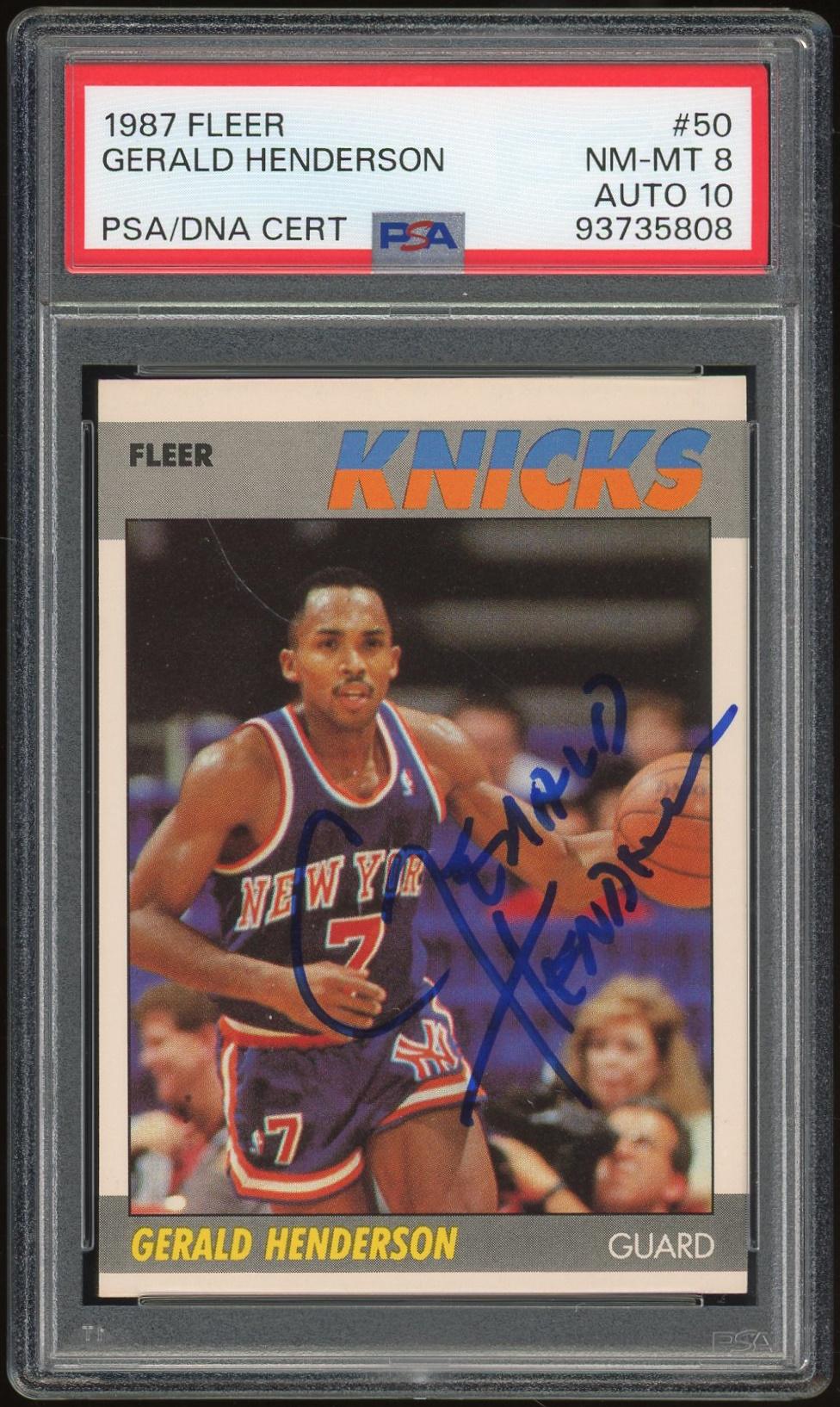1987/88 Fleer #50 Gerald Henderson PSA 8 Auto 10 *5808 highest graded ...