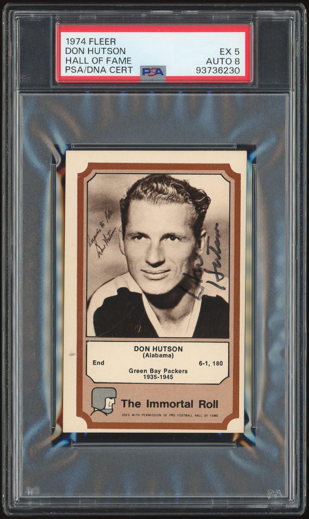 1974 Fleer HOF Don Hutson PSA 5 Auto 8 *6230 (Reed Buy) | DA Card World