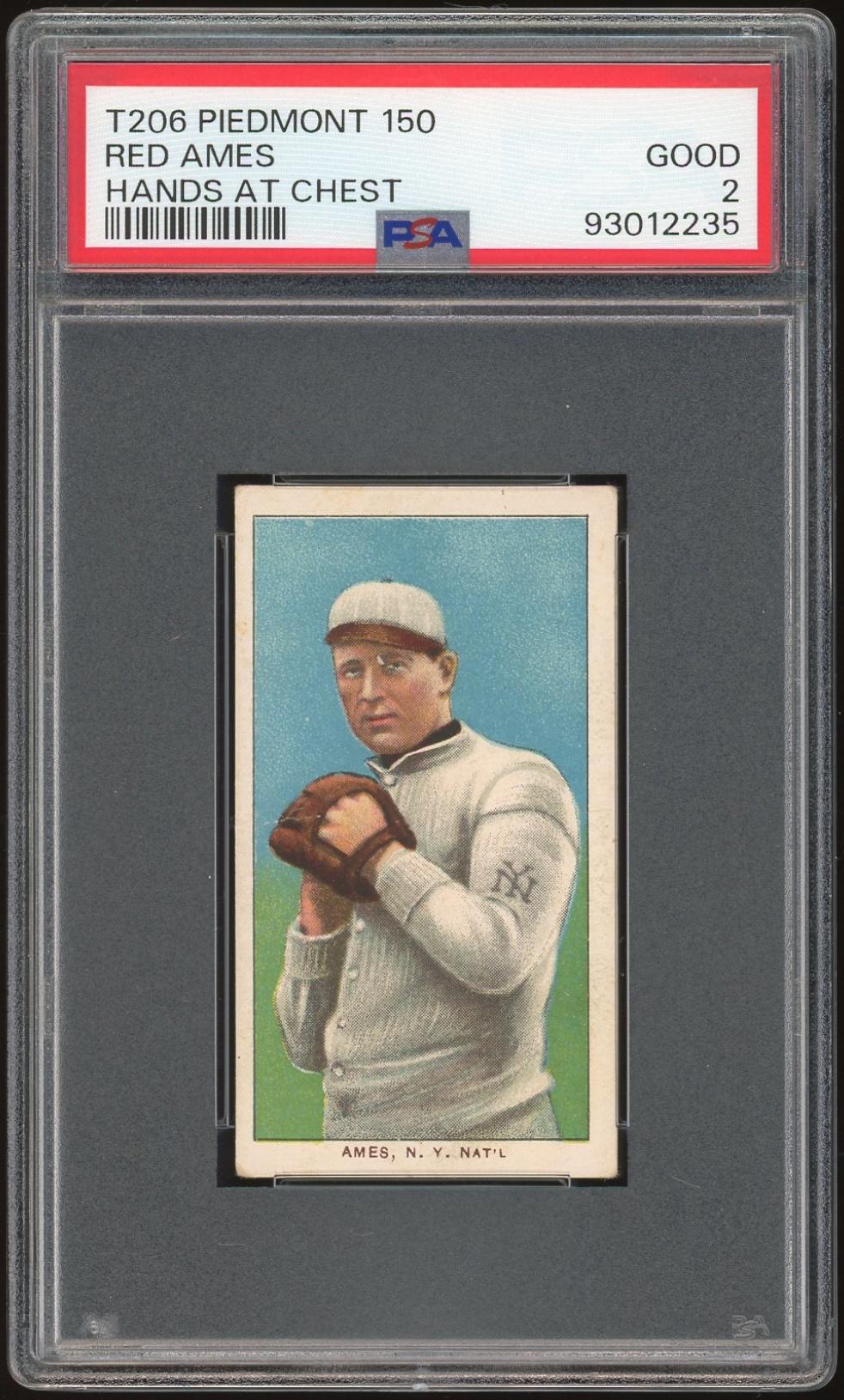 T206 Piedmont 150 Red Ames hands at chest PSA 2 *2235 SET BREAK (Reed ...