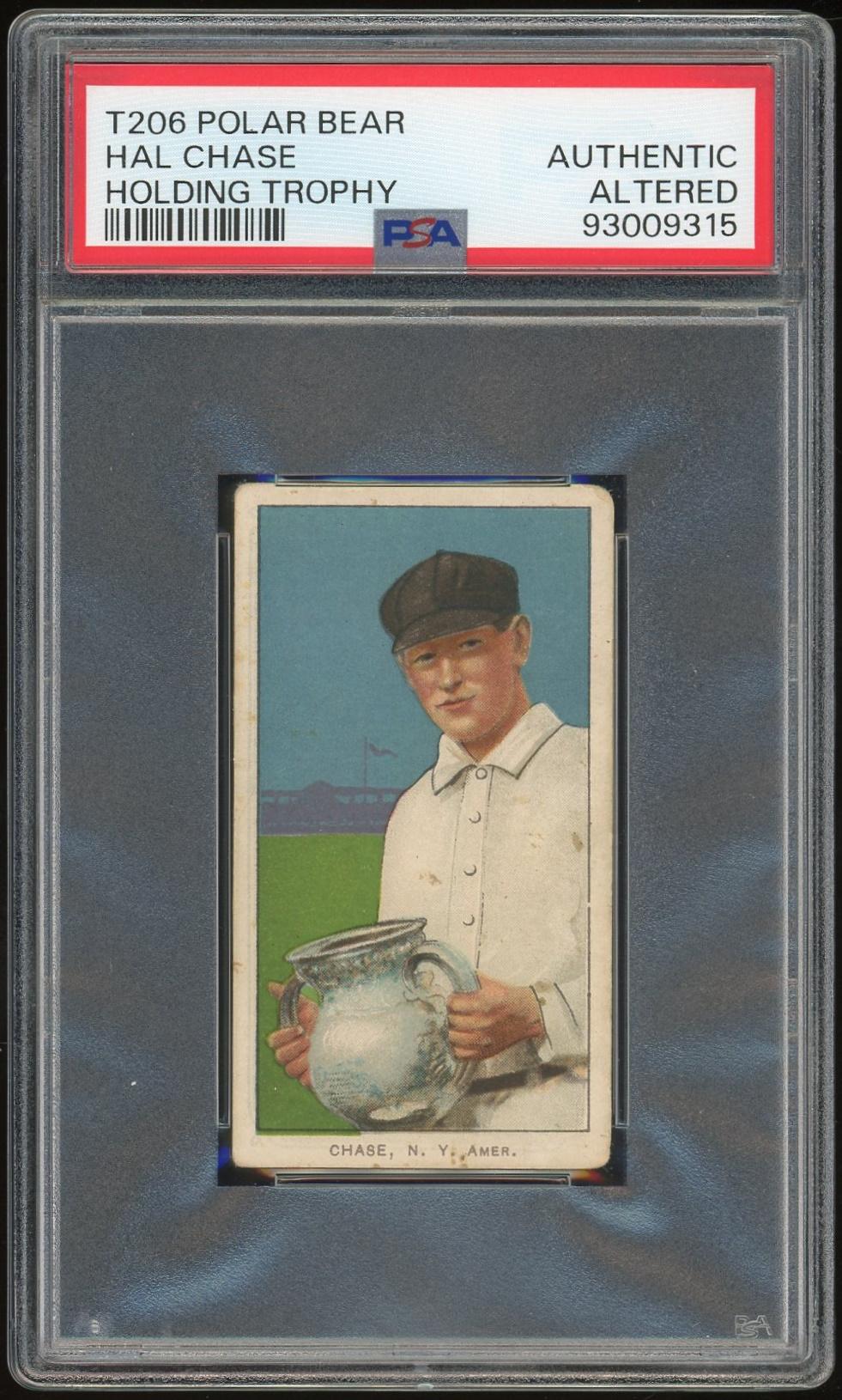 T206 Polar Bear Hal Chase holding trophy PSA AUTH Altered *9315 SET ...
