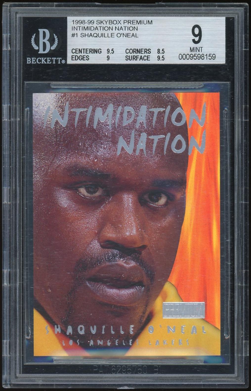 1998/99 Skybox Premium Intimidation Nation #1 Shaquille O'Neal BGS 9 *8159 (Reed Buy) | DA Card ...