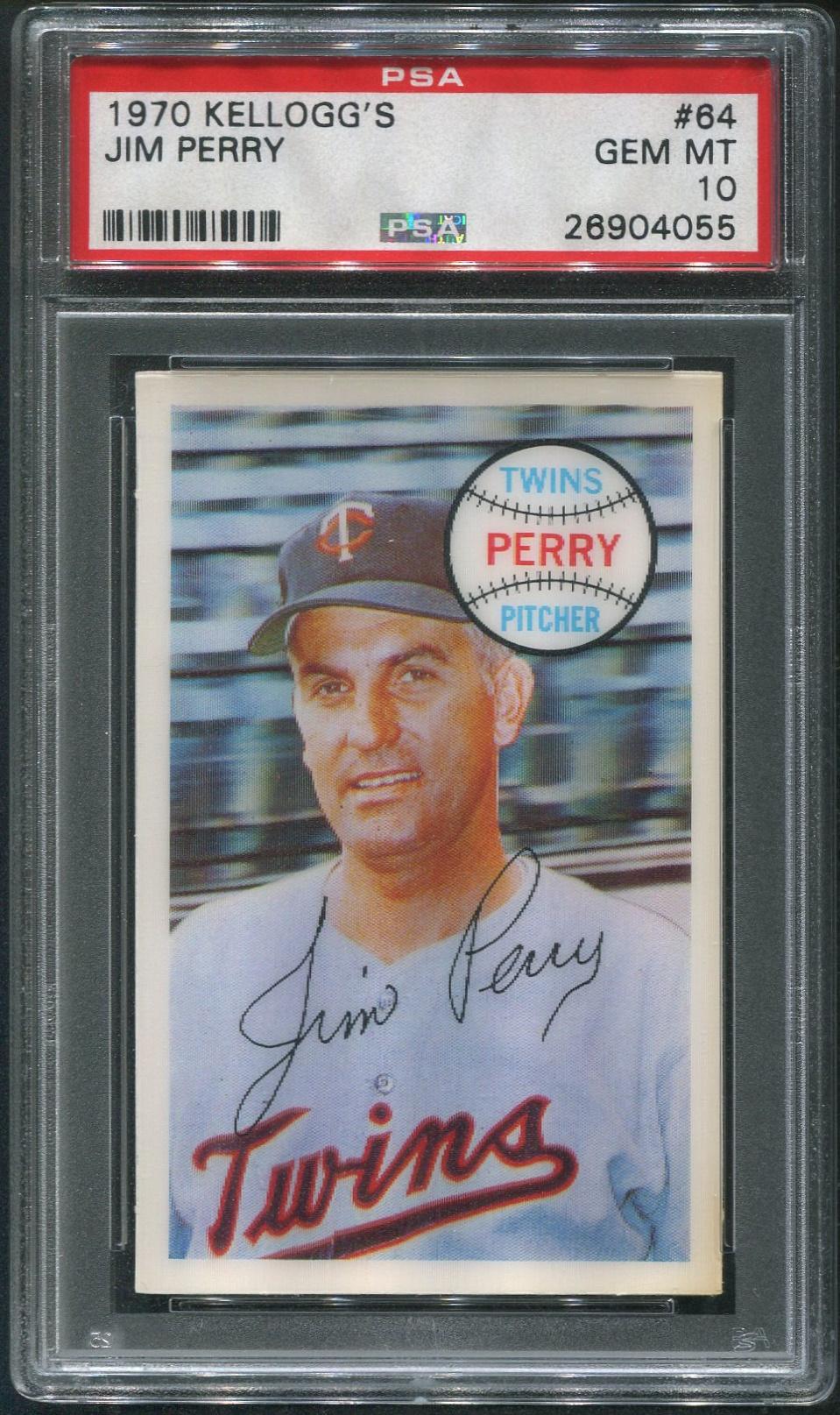 1970 Kellogg's Baseball #64 Jim Perry PSA 10 (GEM MT) | DA Card World