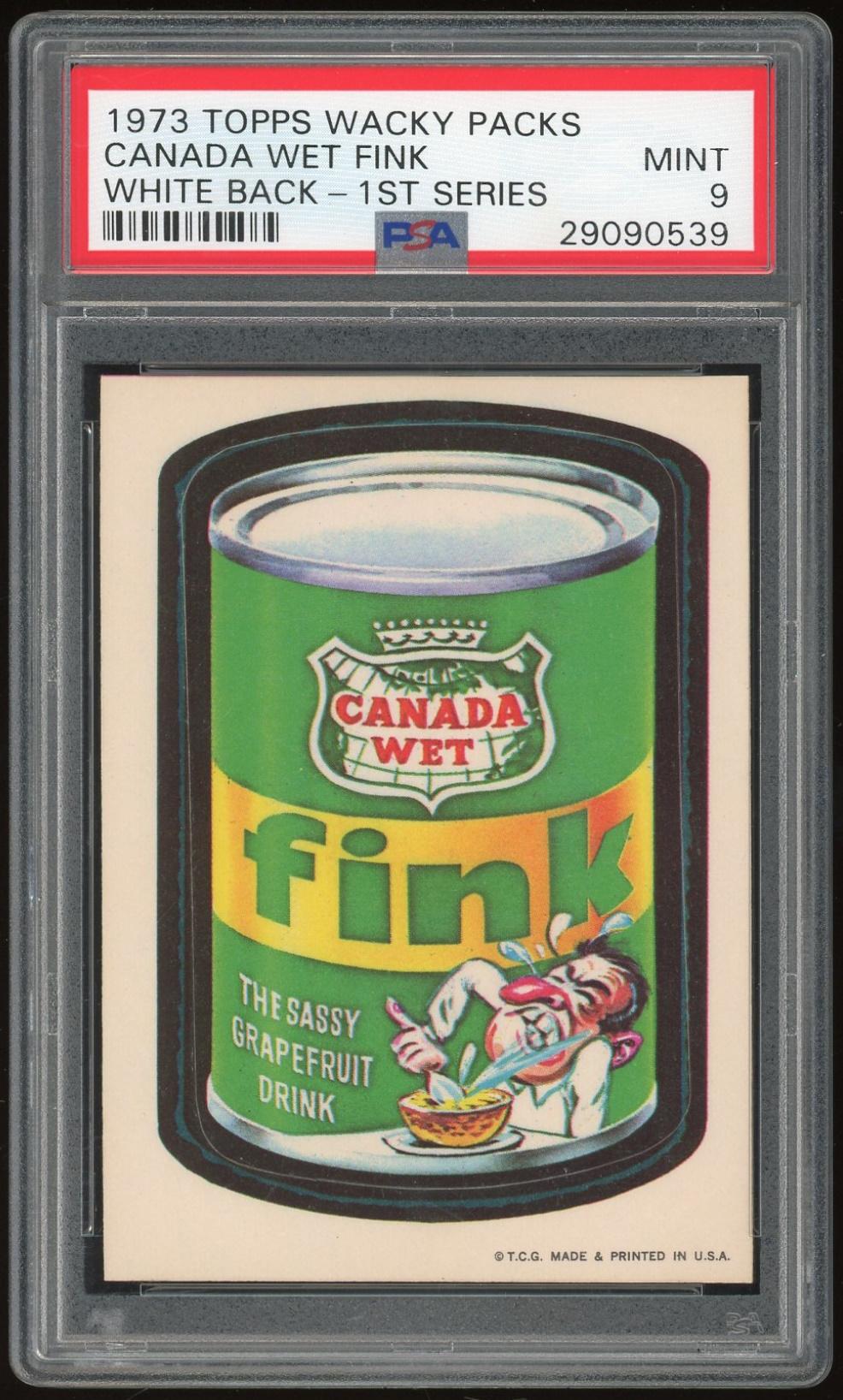 1973 Topps Wacky Packages Canada Wet Fink 1st Series White Back PSA 9 * ...