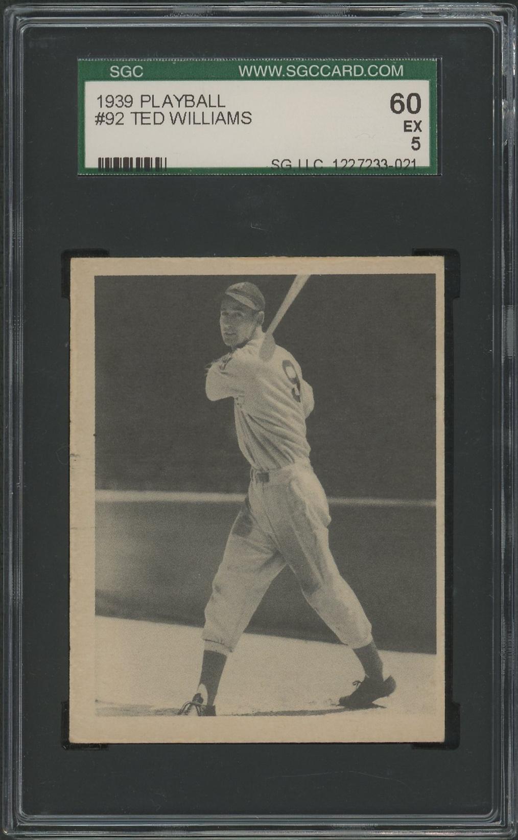 1939 Play Ball Baseball #92 Ted Williams Rookie SGC 5 (EX) | DA Card World