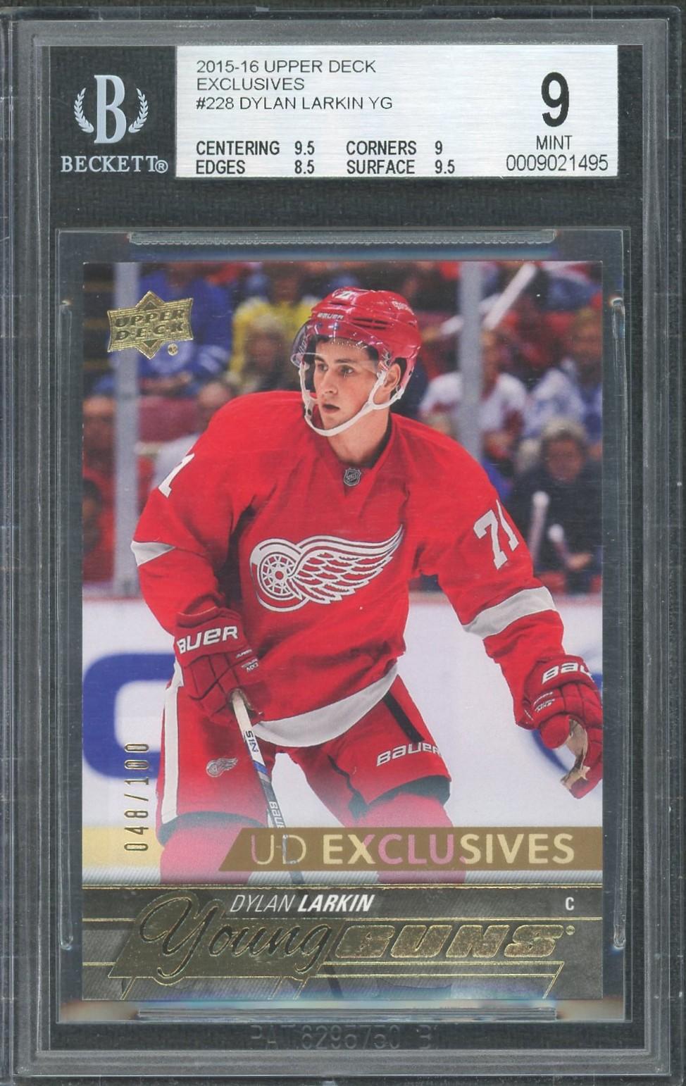 2015/16 Upper Deck Dylan Larkin Young Guns Exclusives /100 Rookie #228 ...