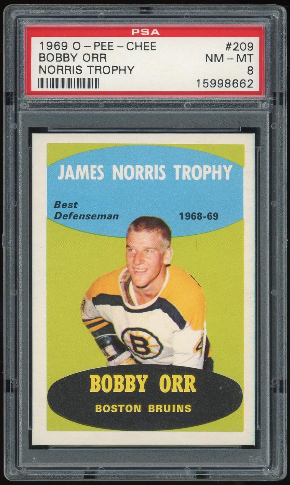 1969/70 O-Pee-Chee #209 Bobby Orr Norris Trophy PSA 8 *8662 (Reed Buy ...
