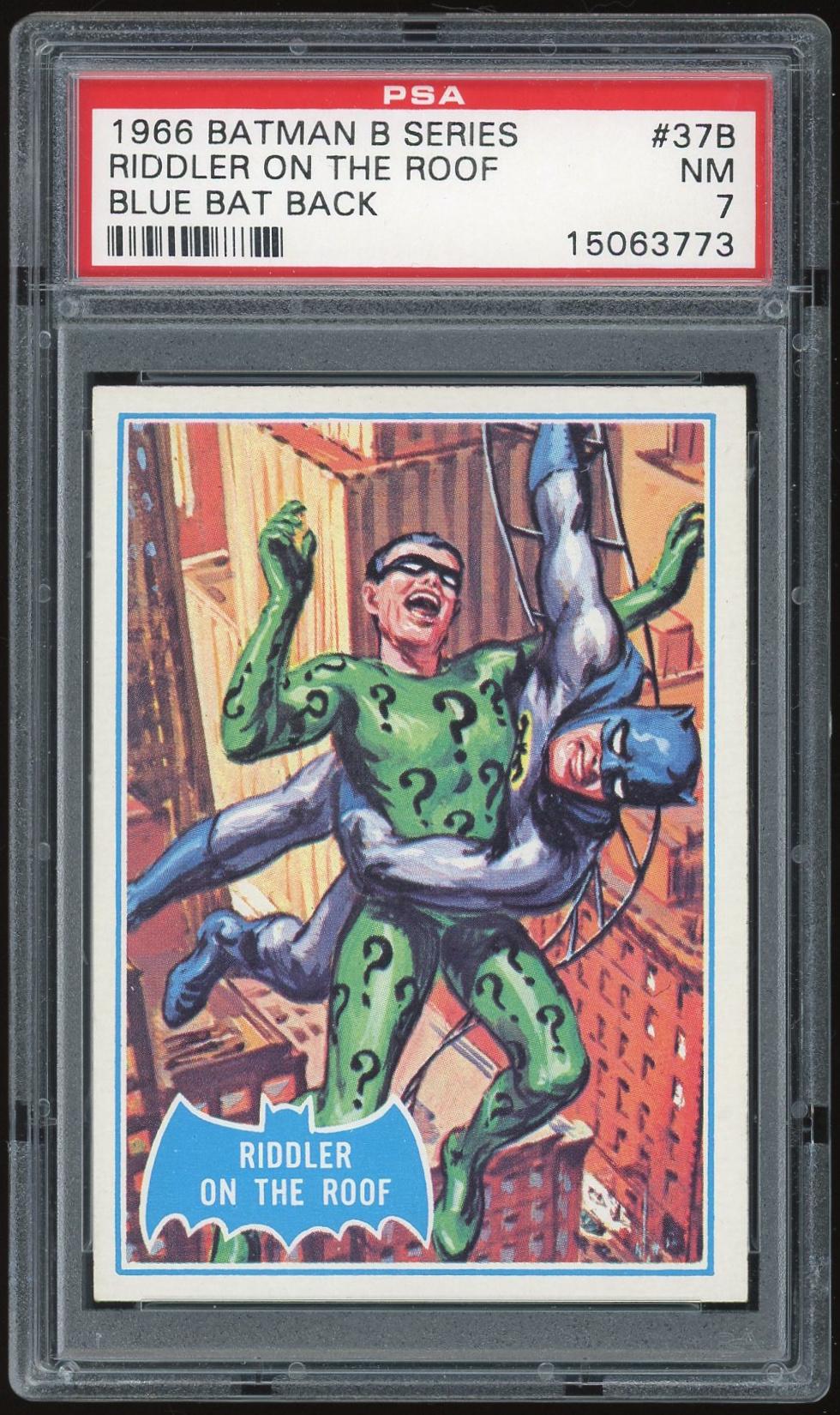 1966 Topps Blue Batman #37B Riddler on the Roof PSA 7 *3773 (Reed Buy ...