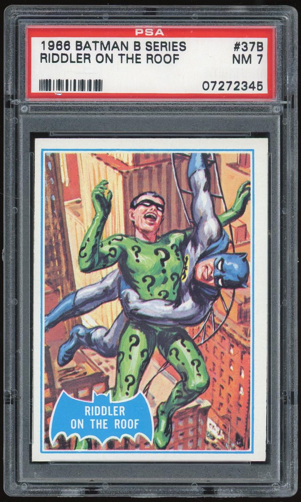 1966 Topps Blue Batman #37B Riddler on the Roof PSA 7 *2345 (Reed Buy ...