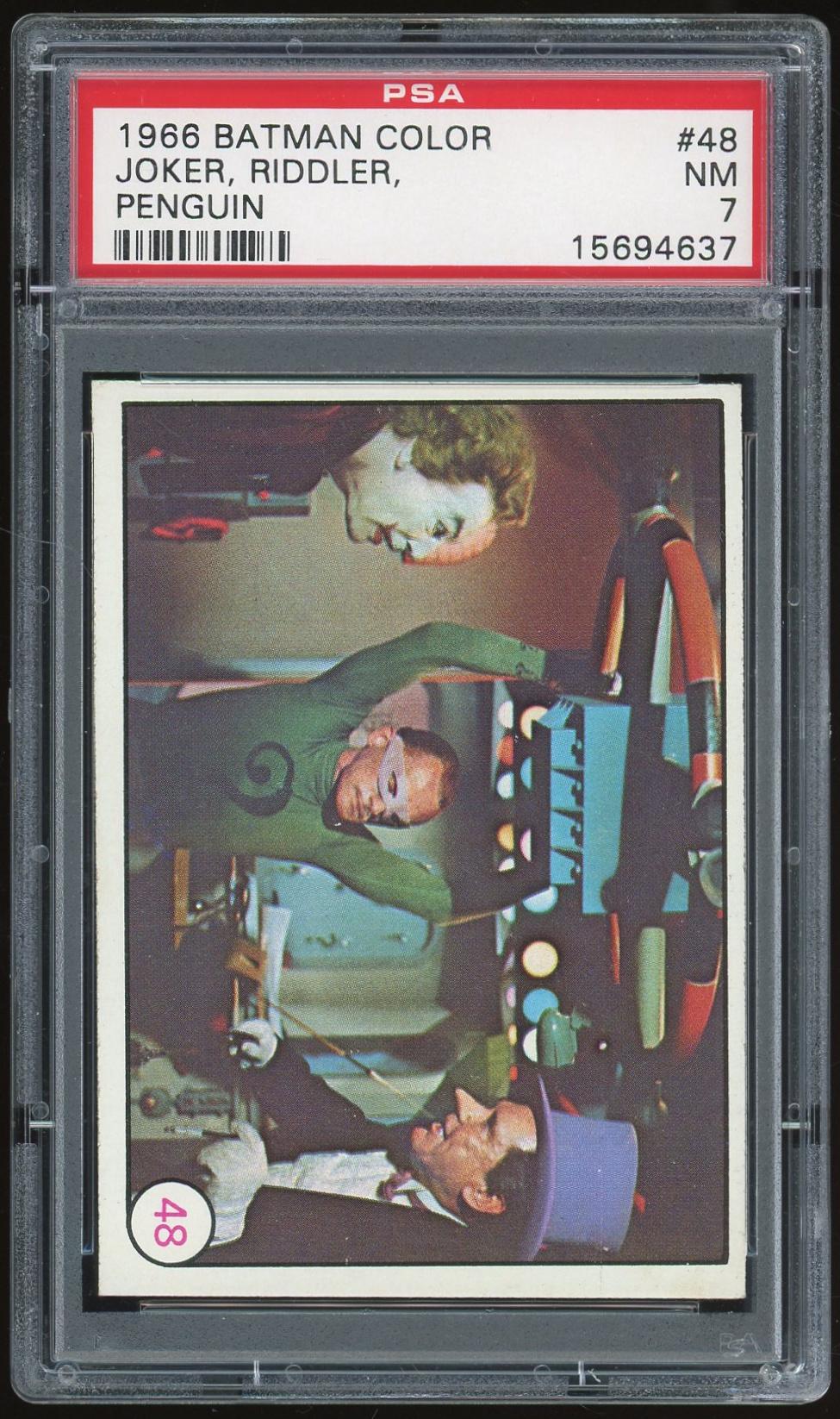 1966 Topps Batman Color Puzzle Back #48 Joker, Riddler, Penguin PSA 7 * ...