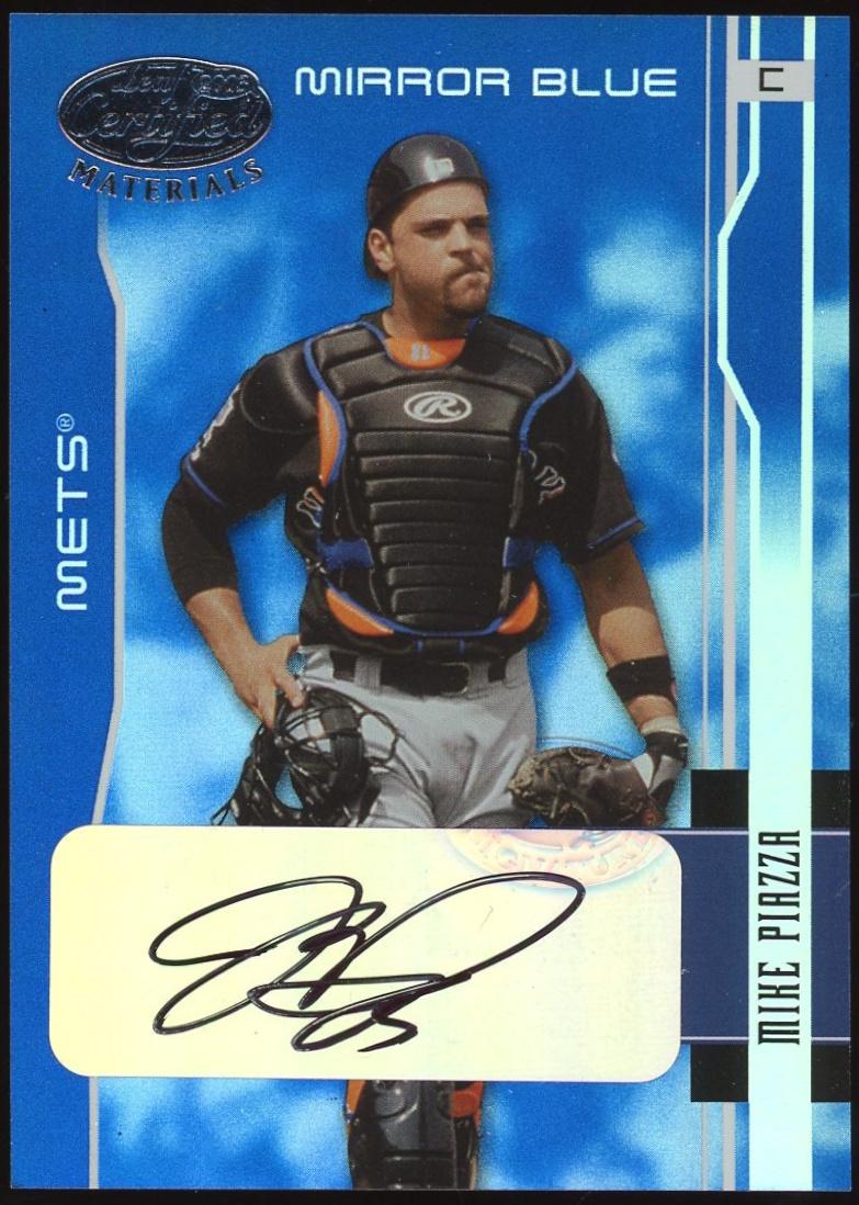 2003 Leaf Certified Materials Mirror Blue Autographs #117 Mike Piazza ...