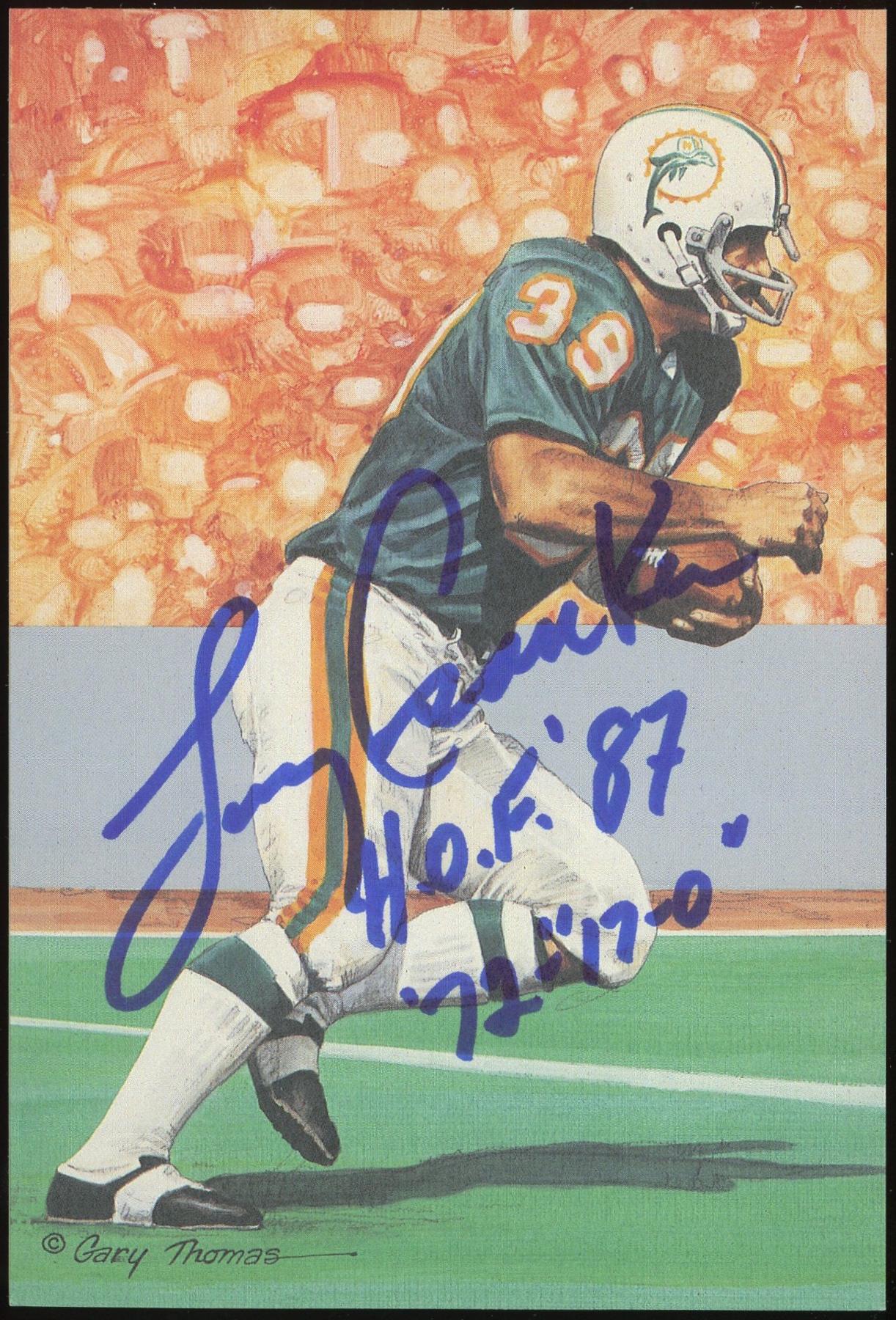 Larry Csonka Autographed Goal Line Art Card (HOF 87, '72 17-0) JSA ...