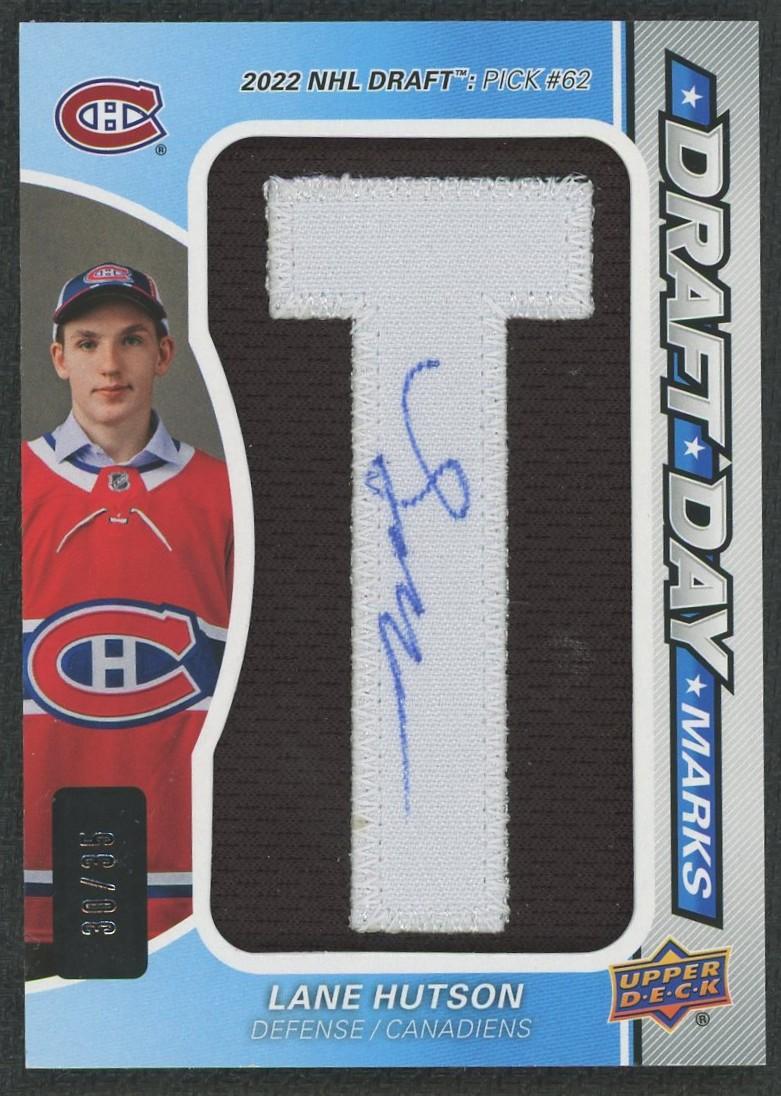 2024/25 SP Game Used Lane Hutson Draft Day Marks Auto 30/35 | DA Card World