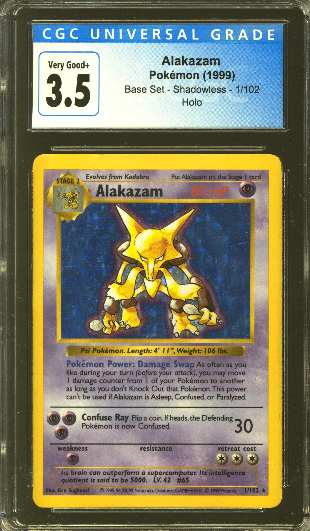 Pokemon Base Set Shadowless Alakazam 1/102 CGC 3.5 subs | DA Card World