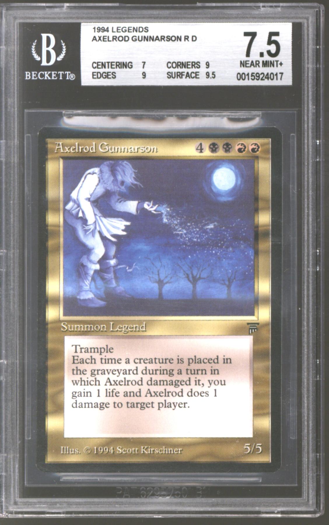 Magic the Gathering Legends Axelrod Gunnarson BGS 7.5 (7, 9, 9, 9.5 ...