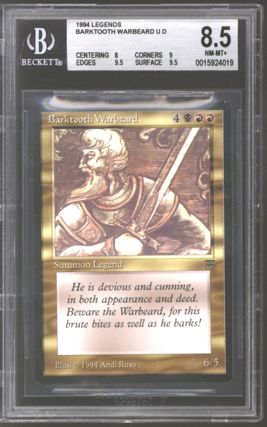 Magic the Gathering Legends Barktooth Warbeard BGS 8.5 (8, 9, 9.5, 9.5 ...