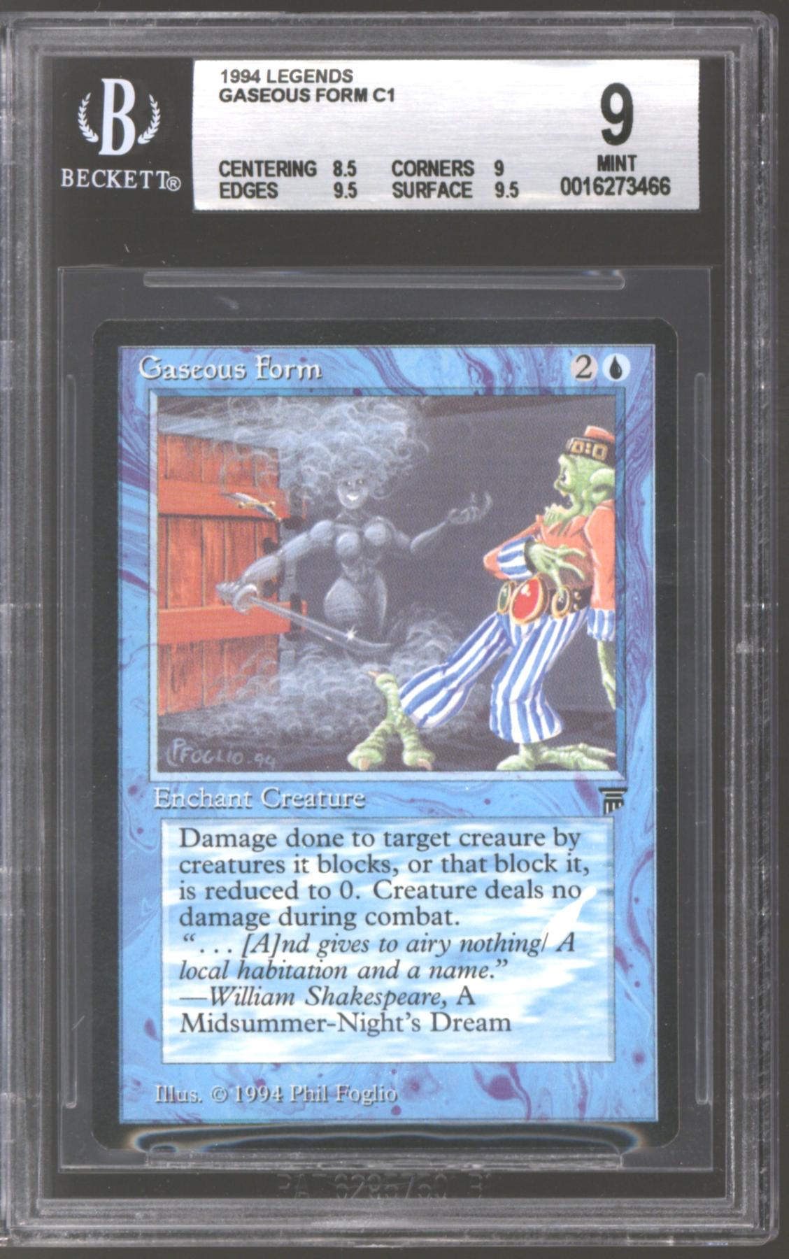 Magic the Gathering Legends Gaseous Form BGS 9 (8.5, 9, 9.5, 9.5) NEAR ...