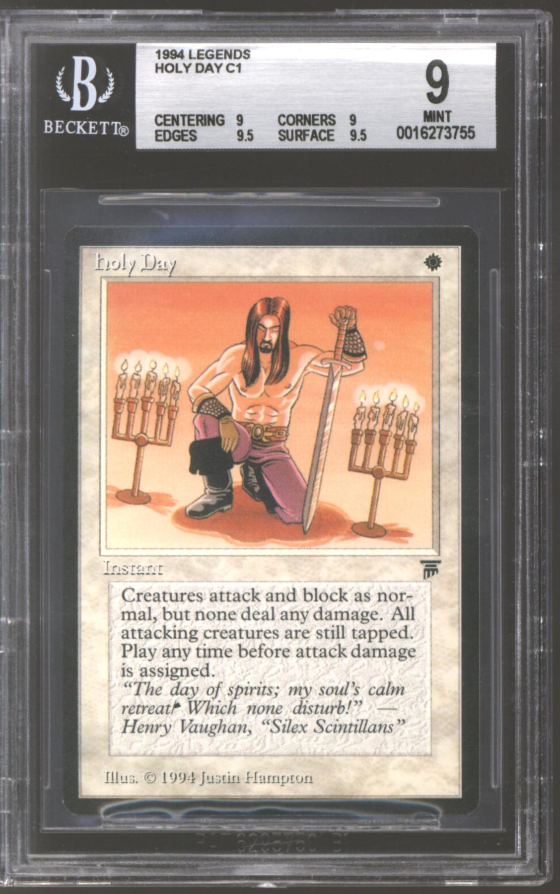 Magic the Gathering Legends Holy Day BGS 9 (9, 9, 9.5, 9.5) Q++ NEAR ...