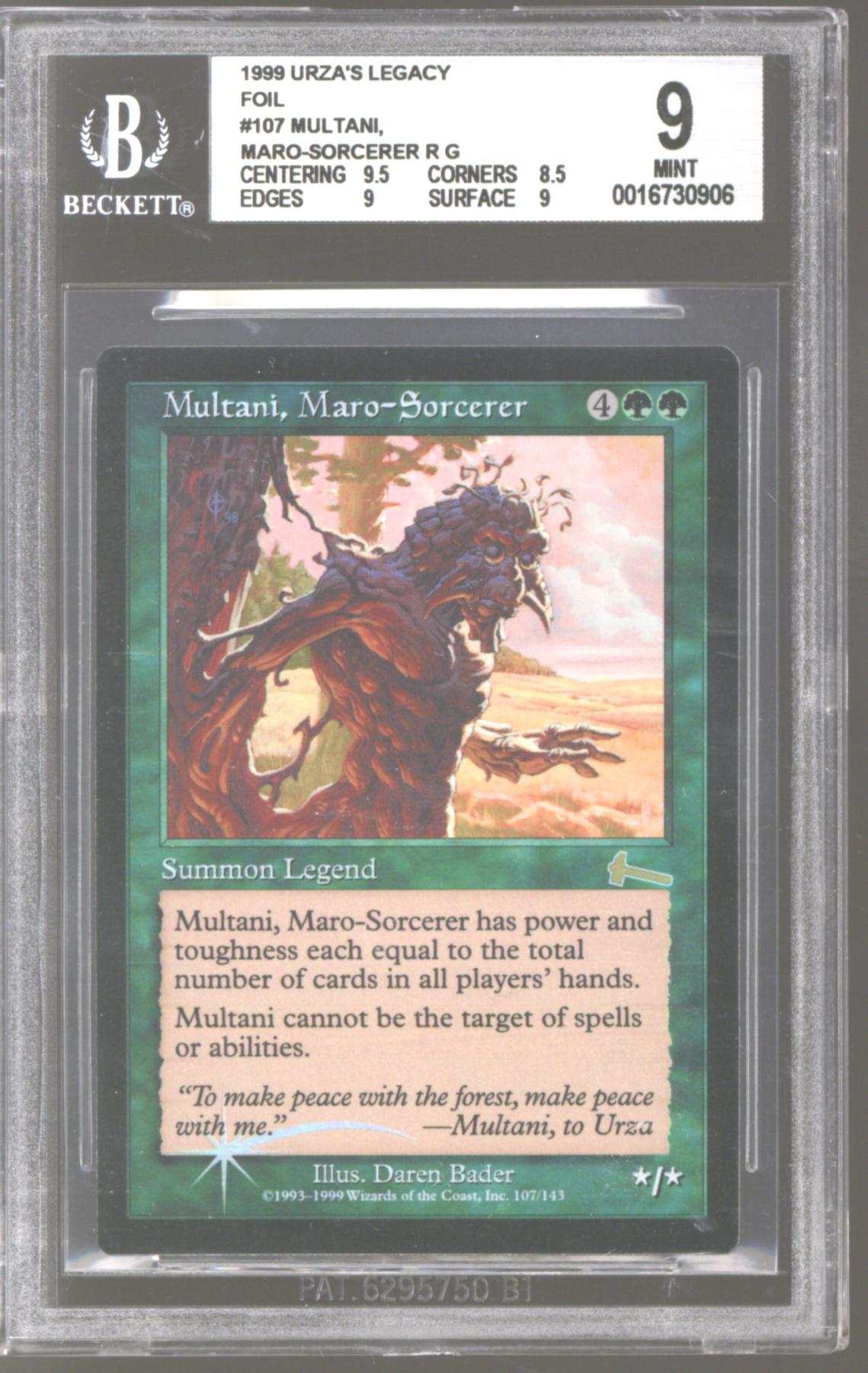 Magic the Gathering Urza's Legacy FOIL Multani, Maro-Sorcerer BGS 9 (9. ...